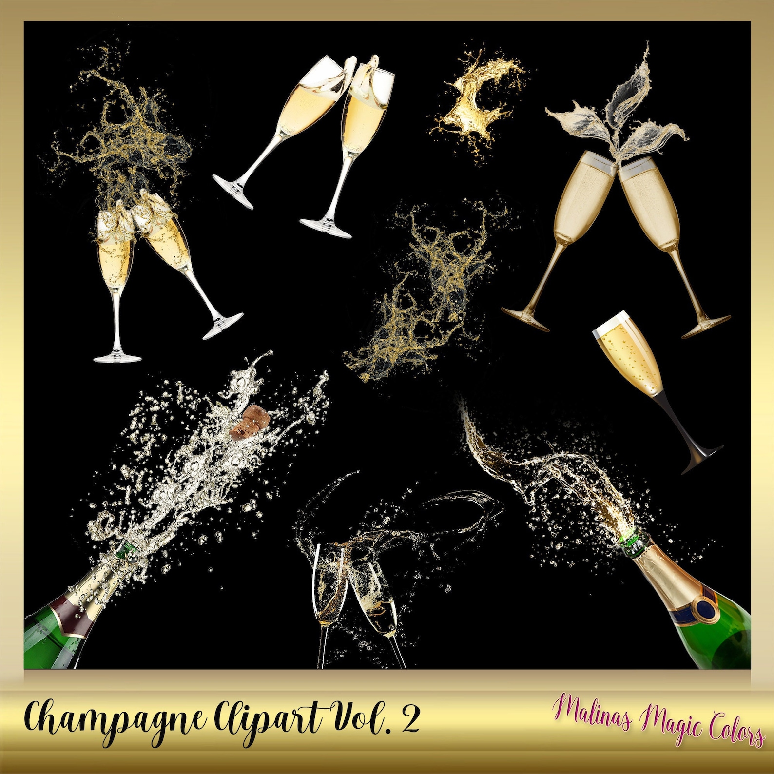 10 Champagne Clipart Vol. 2 - Champagne Overlays - Champagne Clip Art ...