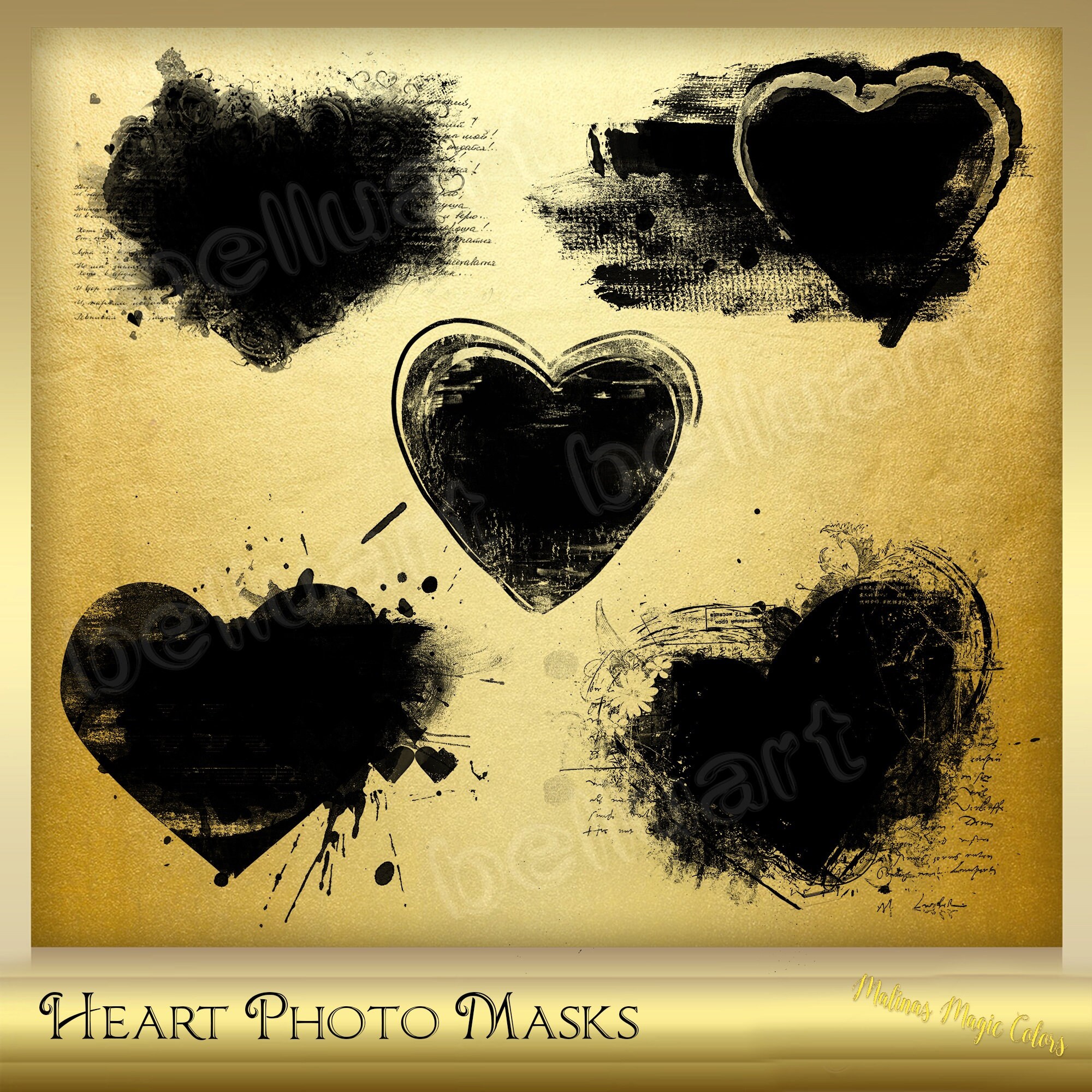12 Heart Masks for Photoshop Photoshop Clipping Masks Grunge Png Masks ...