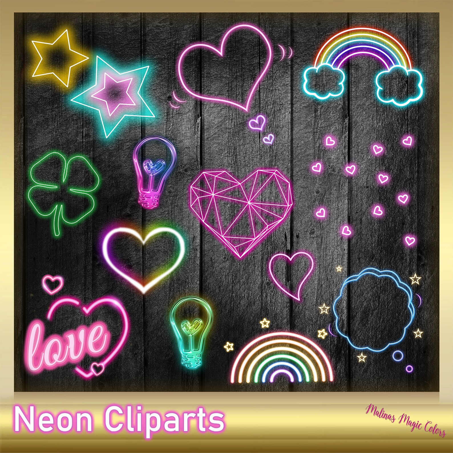 15 Neon Clip Arts - Neon Clipart - Neon Effects - Neon Heart - Colorful ...