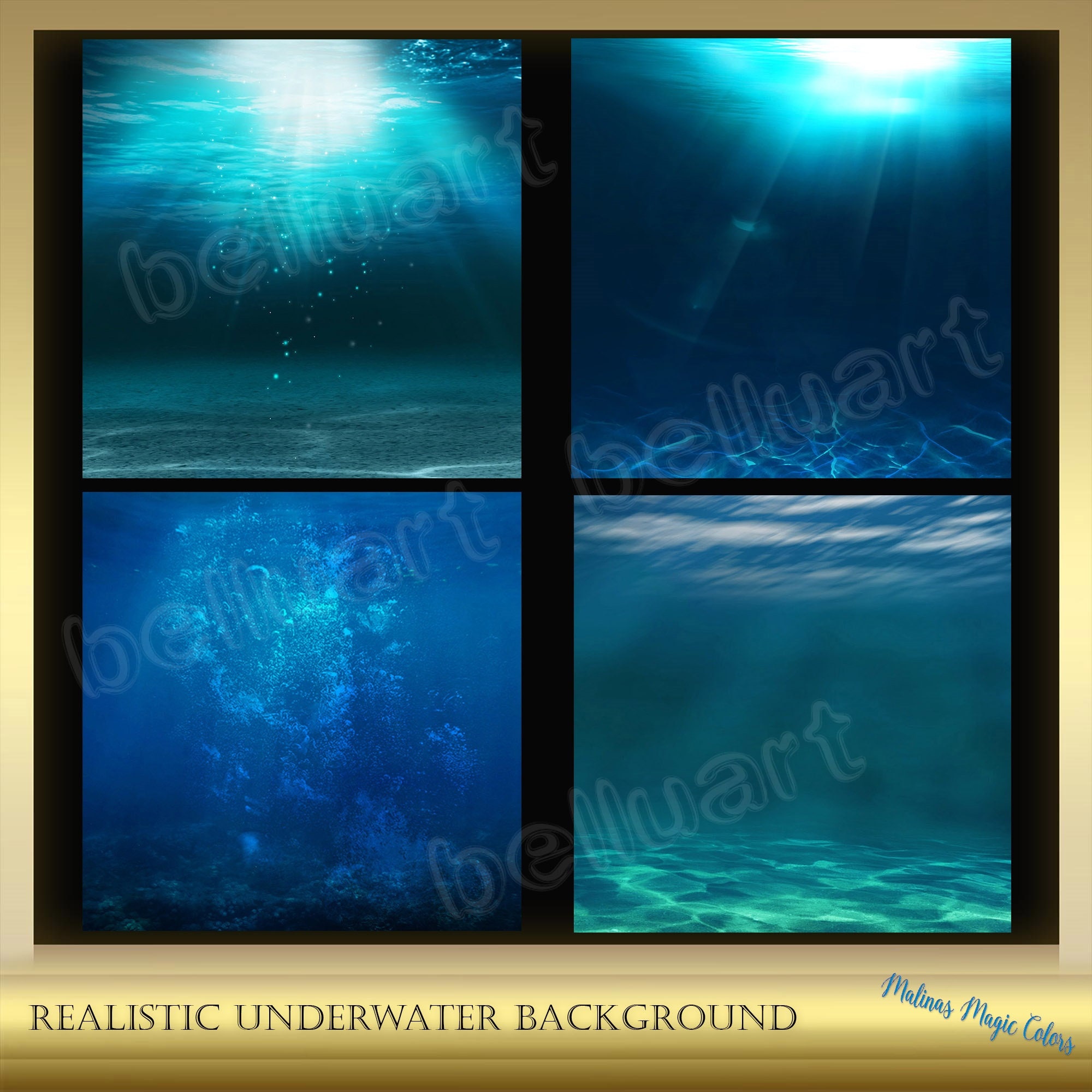 12 Underwater Backgrounds - Mermaid Digital Backdrop - Realistic ...