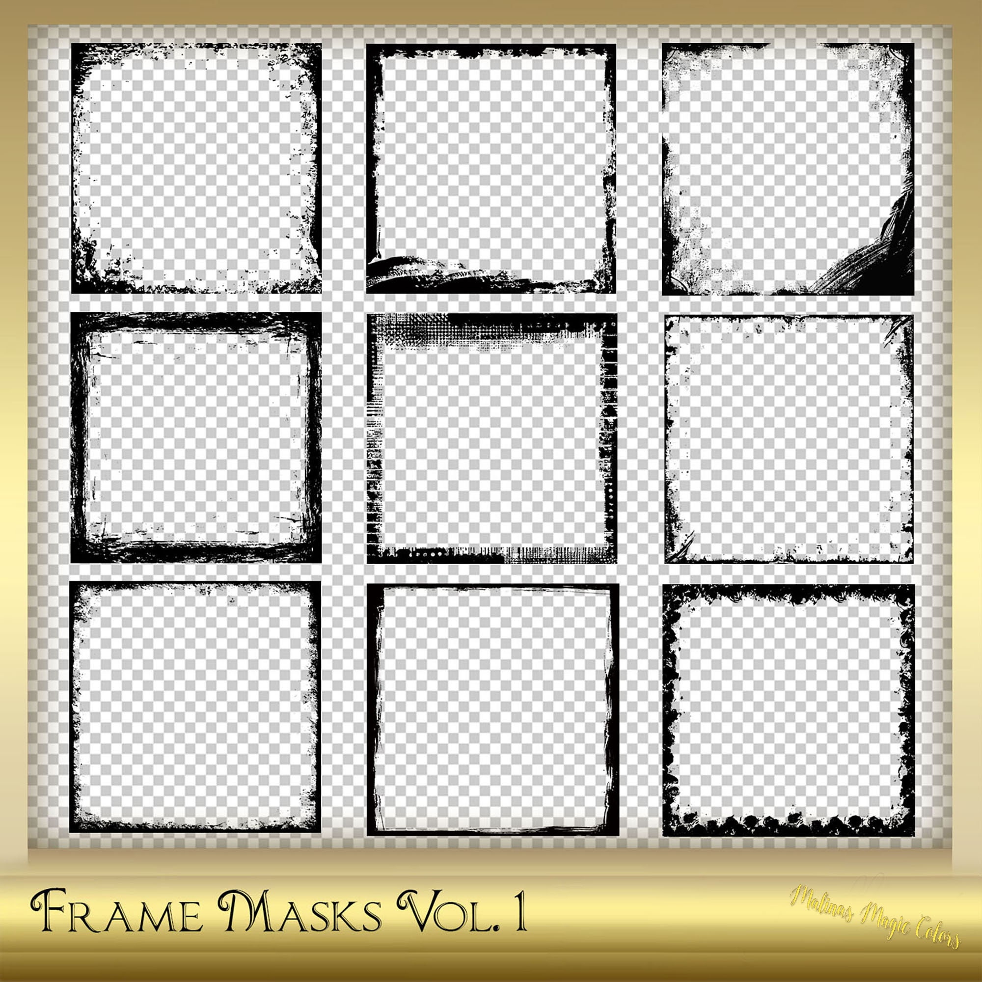 10 Frame Masks Vol. 1 - Photoshop Clipping Masks - Brush Mask - Grunge ...