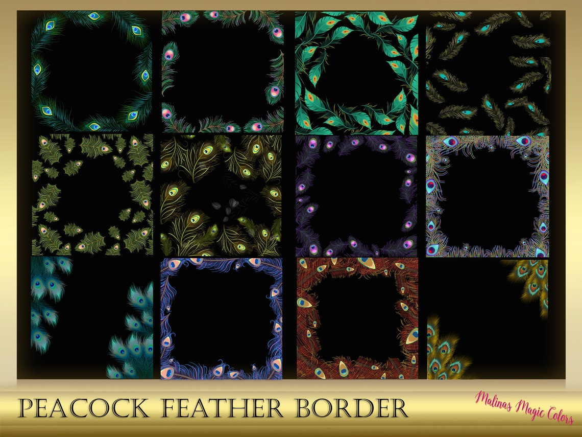 15 Peacock Feather Border Peacock Overlay Peacock Feather Frame Peacock ...
