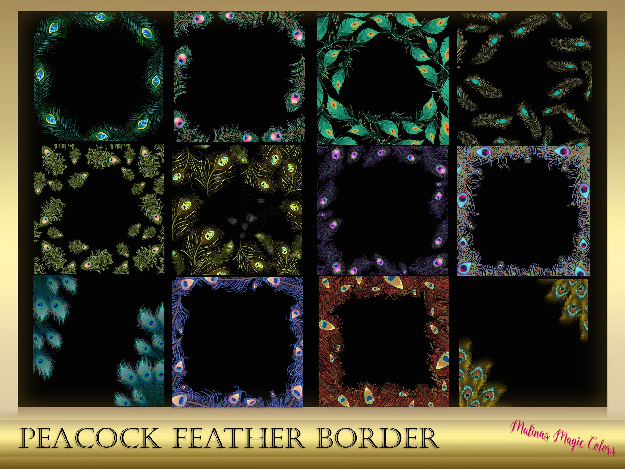 15 Peacock Feather Border Peacock Overlay Peacock Feather Frame Peacock ...