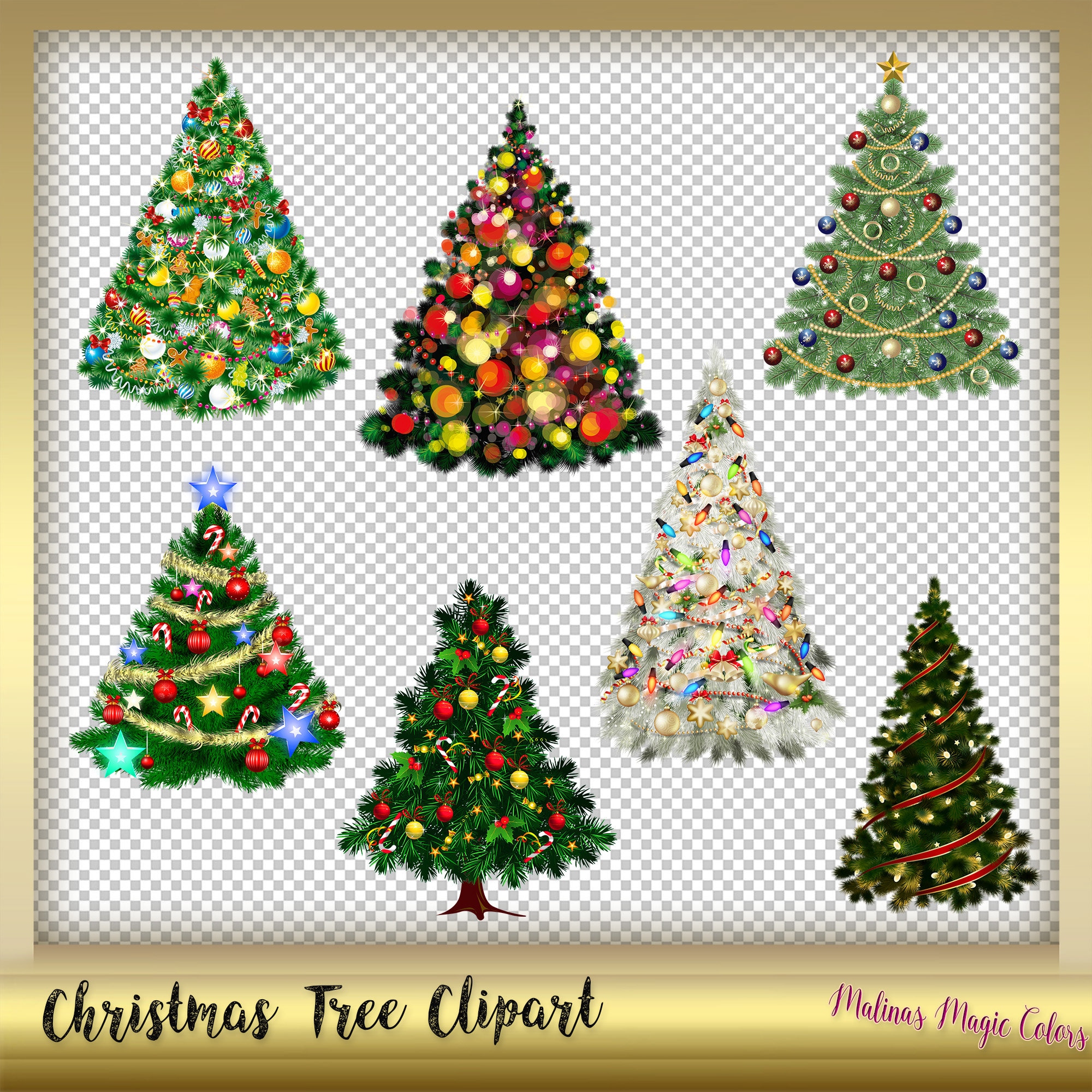 7 Christmas Tree Cliparts Christmas Tree Overlay Christmas Clipart ...