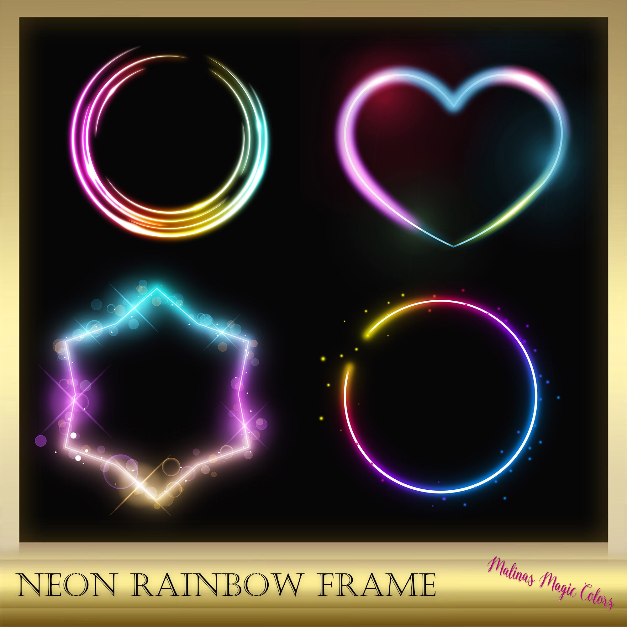 20 Neon Rainbow Frames Neon Rainbow Frame Light Frame Neon Effects ...