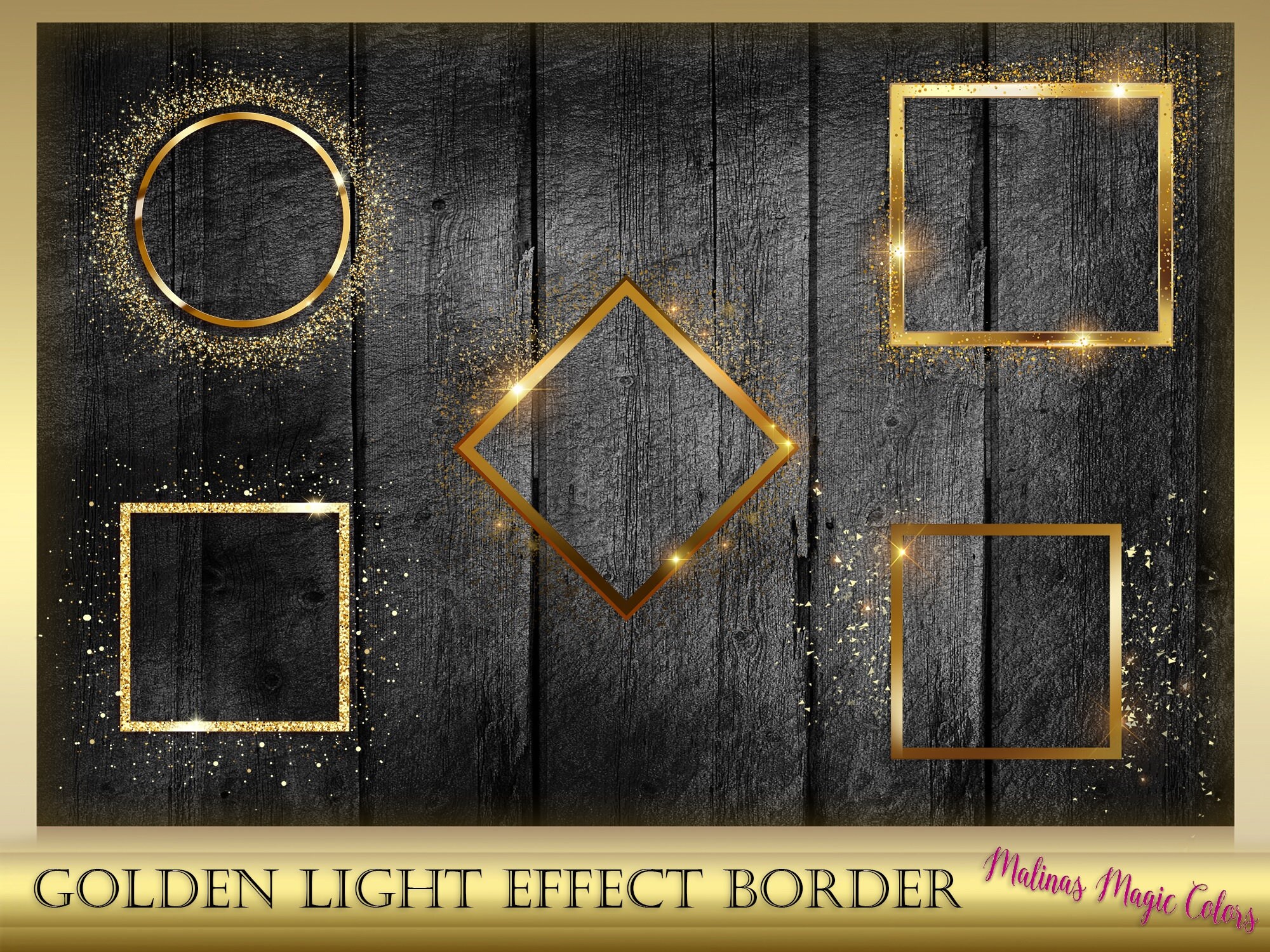 Golden Light Effect Border Light Effect Sprinkled Golden Frame ...