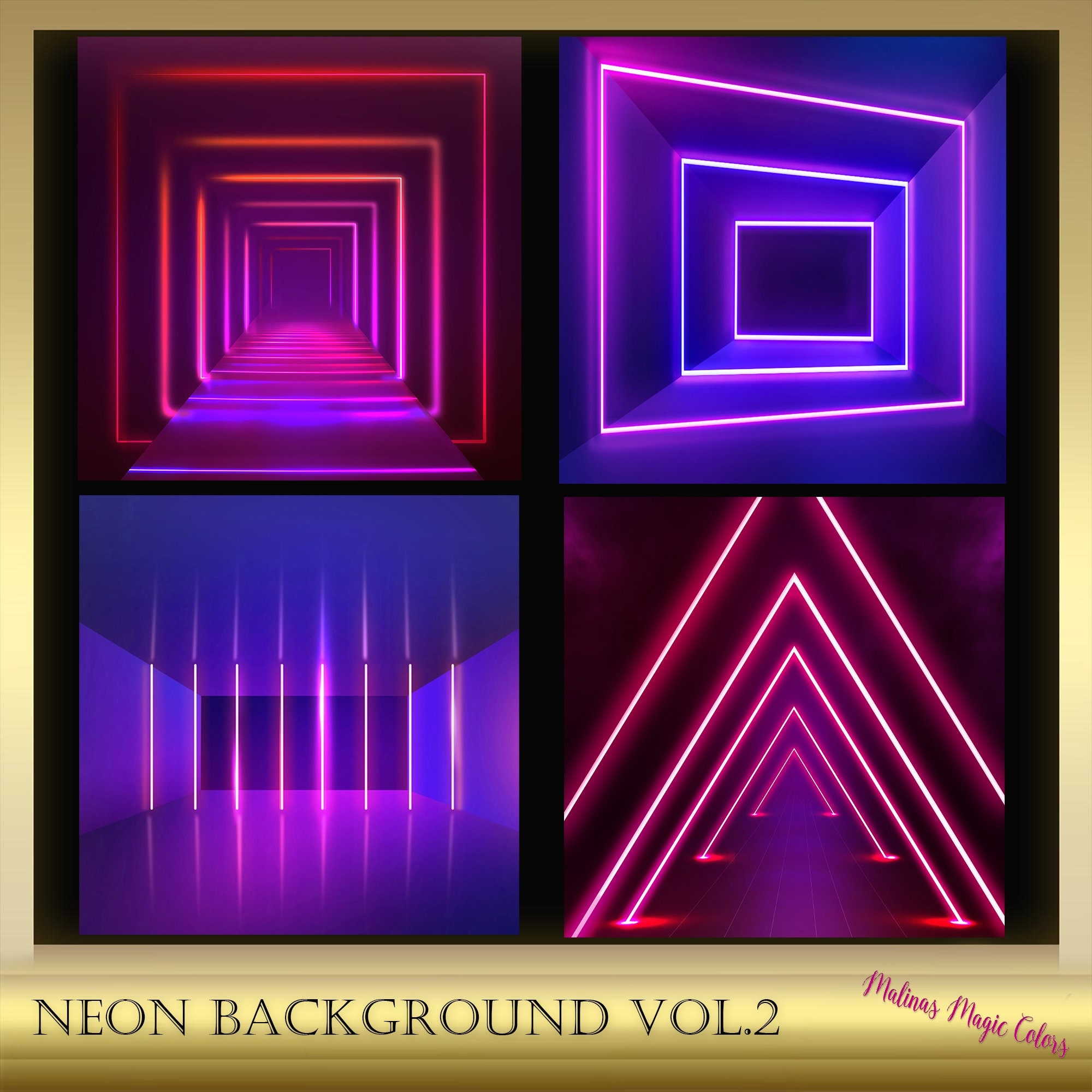 16 Neon Effect Backgrounds Vol. 2 Glowing Background Neon Backdrop ...