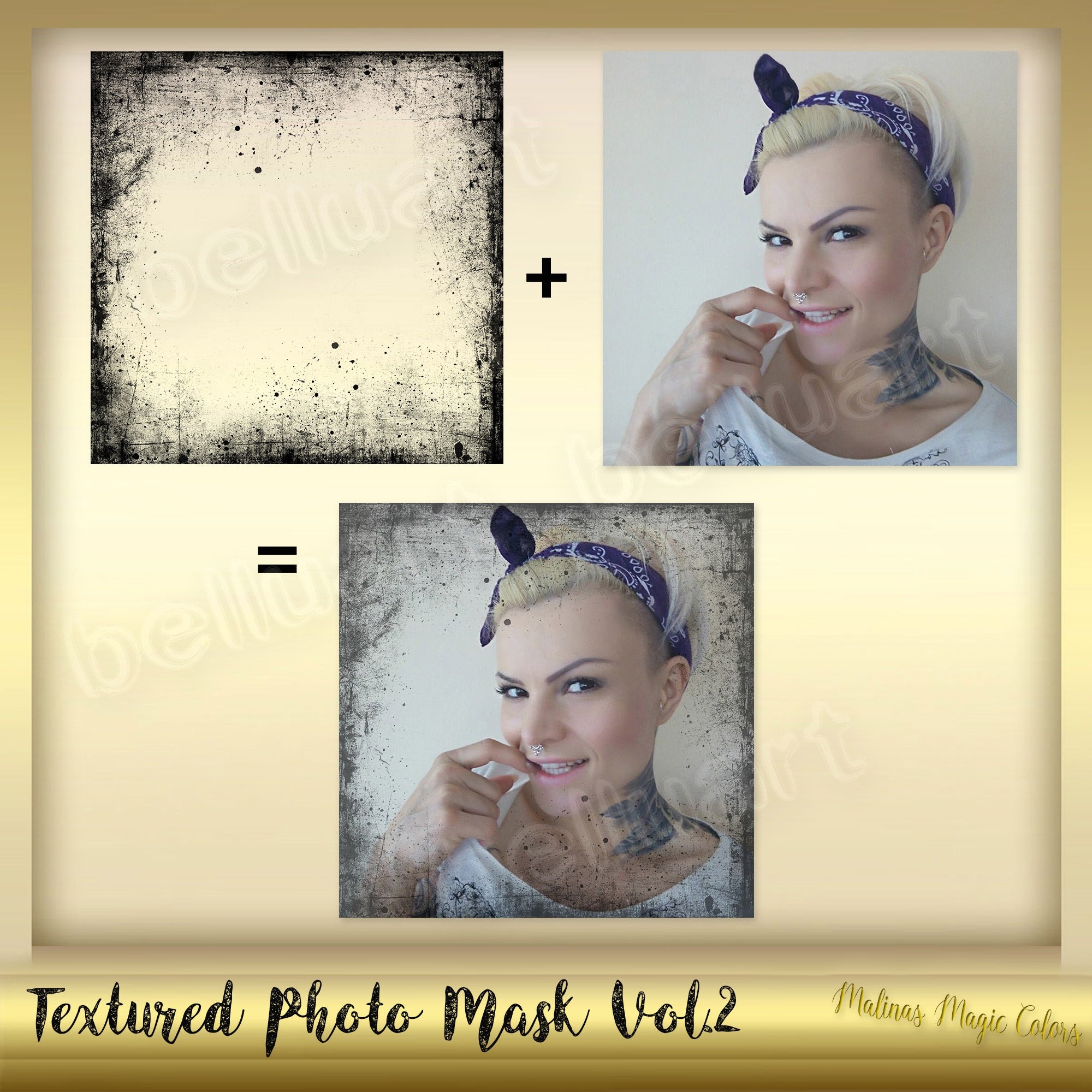 10 Textured Photo Masks Vol. 2 - Photoshop Clipping Masks - Grunge ...