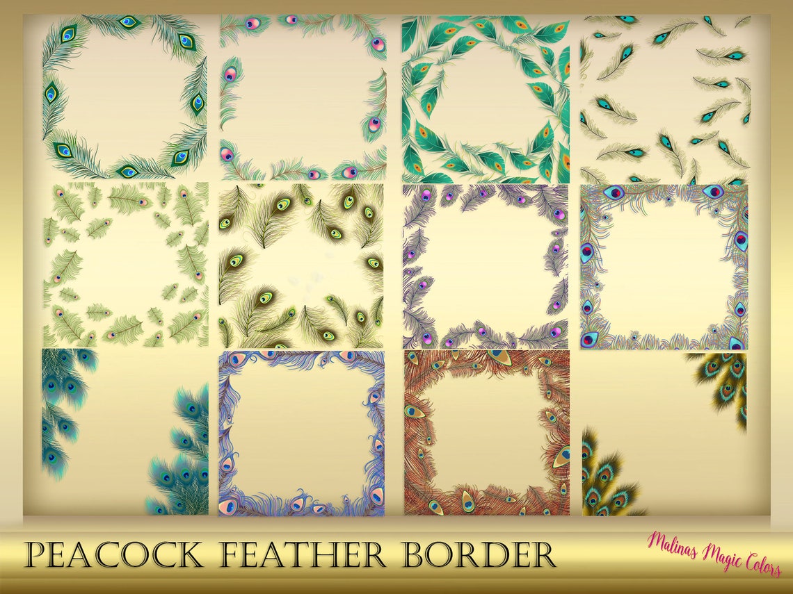 15 Peacock Feather Border Peacock Overlay Peacock Feather - Etsy
