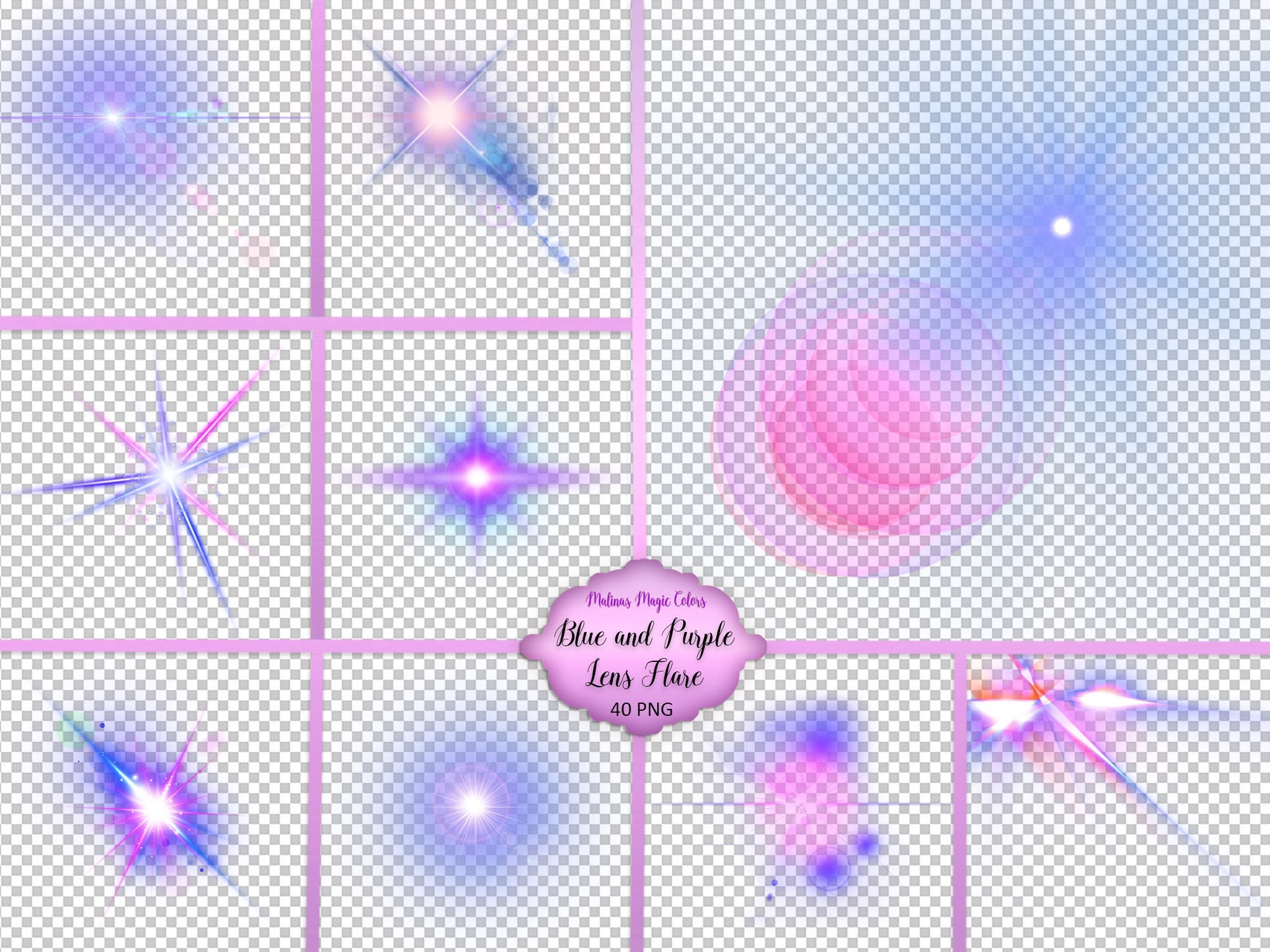Blue and Purple Lens Flare Overlay Colorful Lens Flare Effect Light ...