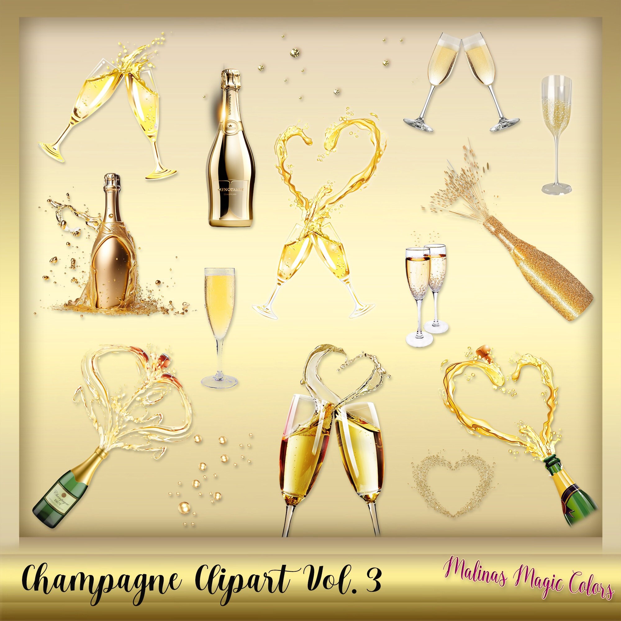 17 Champagne Clipart Vol. 3 - Champagne Overlays - Champagne Clip Art ...