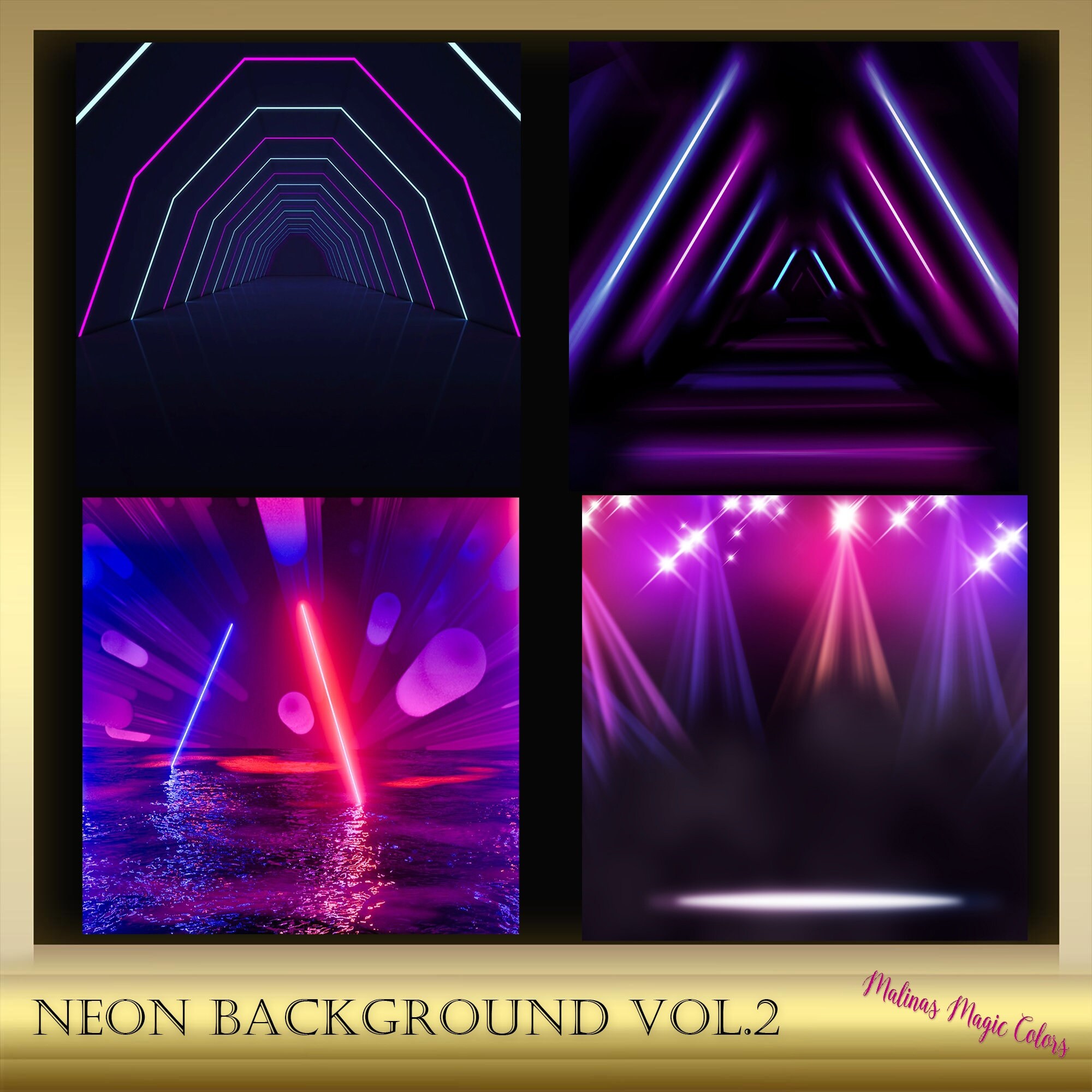 16 Neon Effect Backgrounds Vol. 2 Glowing Background Neon Backdrop ...