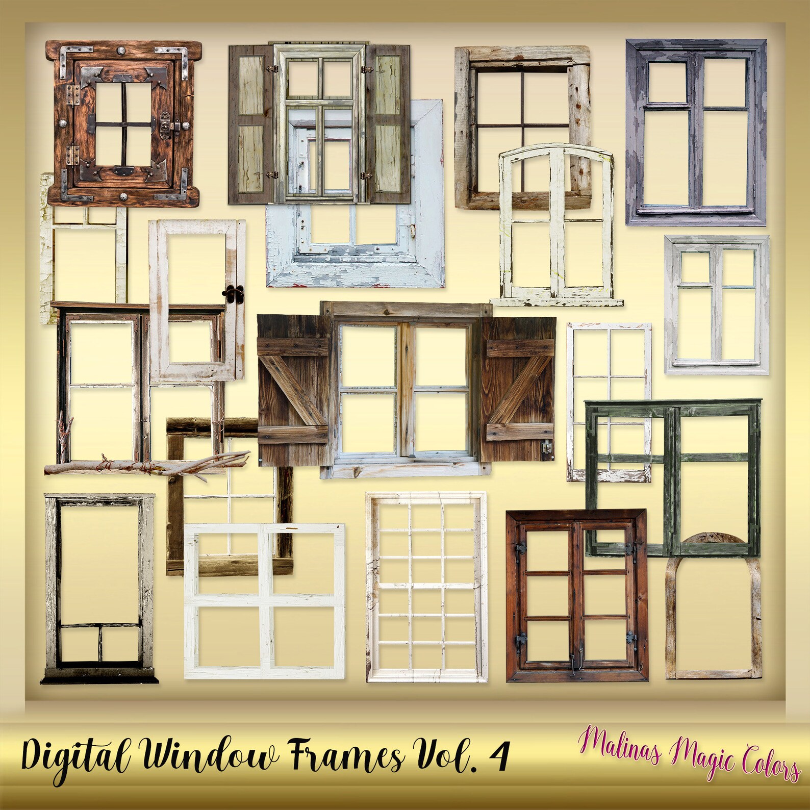 20 Digital Window Frames Vol. 4 Window Photo Frame Photoshop Digital ...