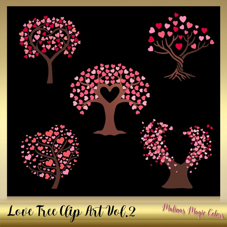 Love Tree Clipart Vol.2 Heart-shaped Tree Tree Clip Art Valentine Tree ...