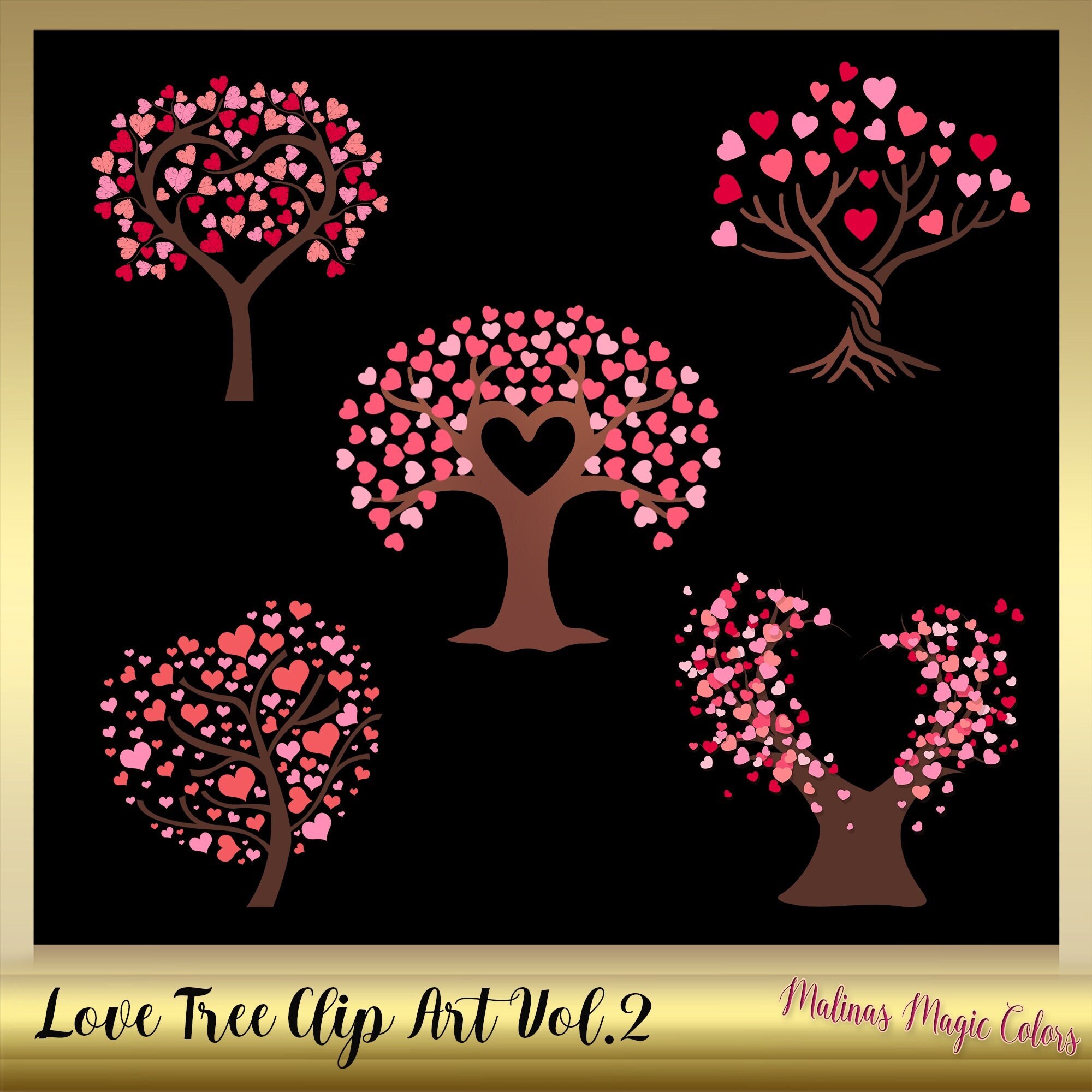 Love Tree Clipart Vol.2 Heart-shaped Tree Tree Clip Art Valentine Tree ...