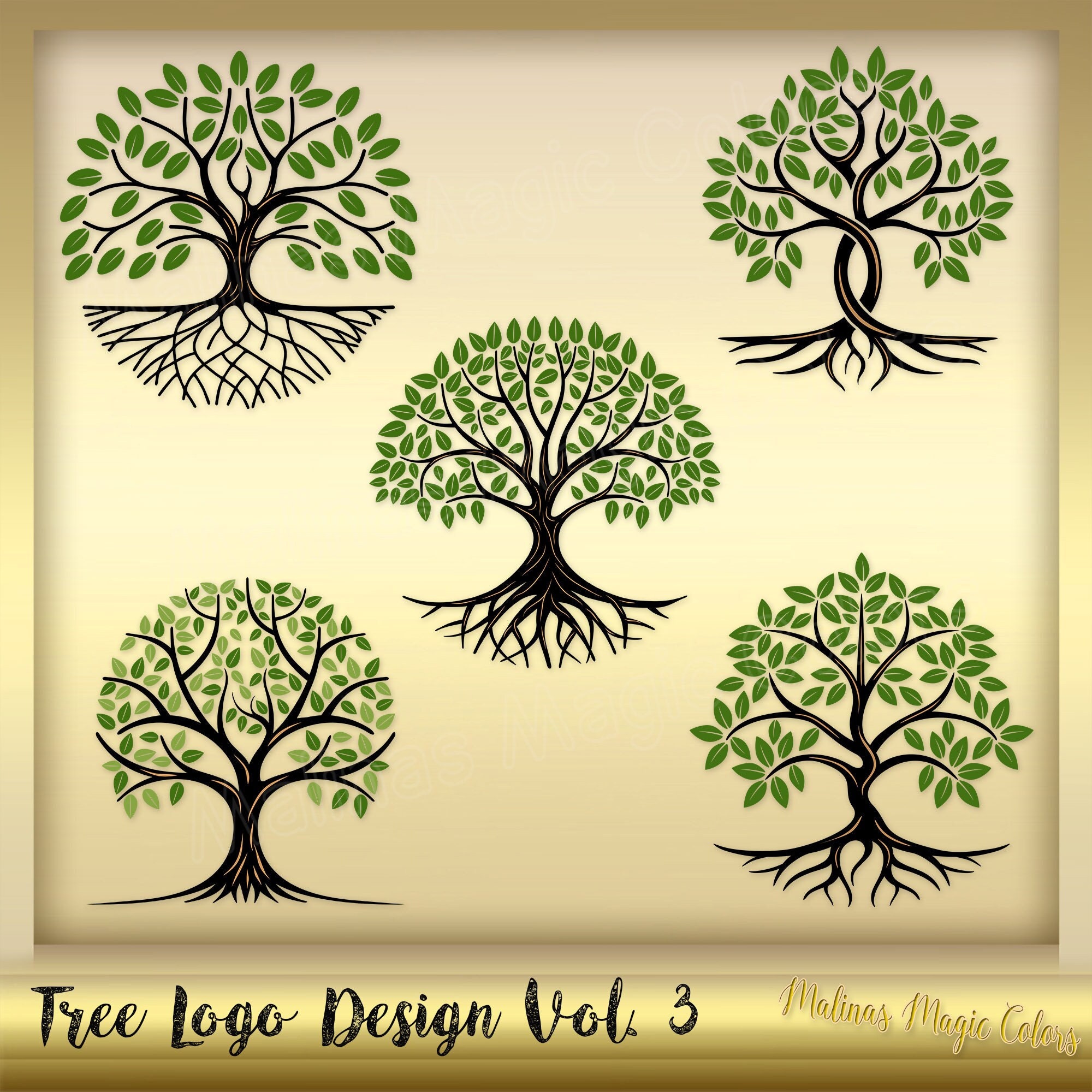 Tree Logo Design Vol. 3 - Green Tree Logo - Tree Clip Art - Tree With ...