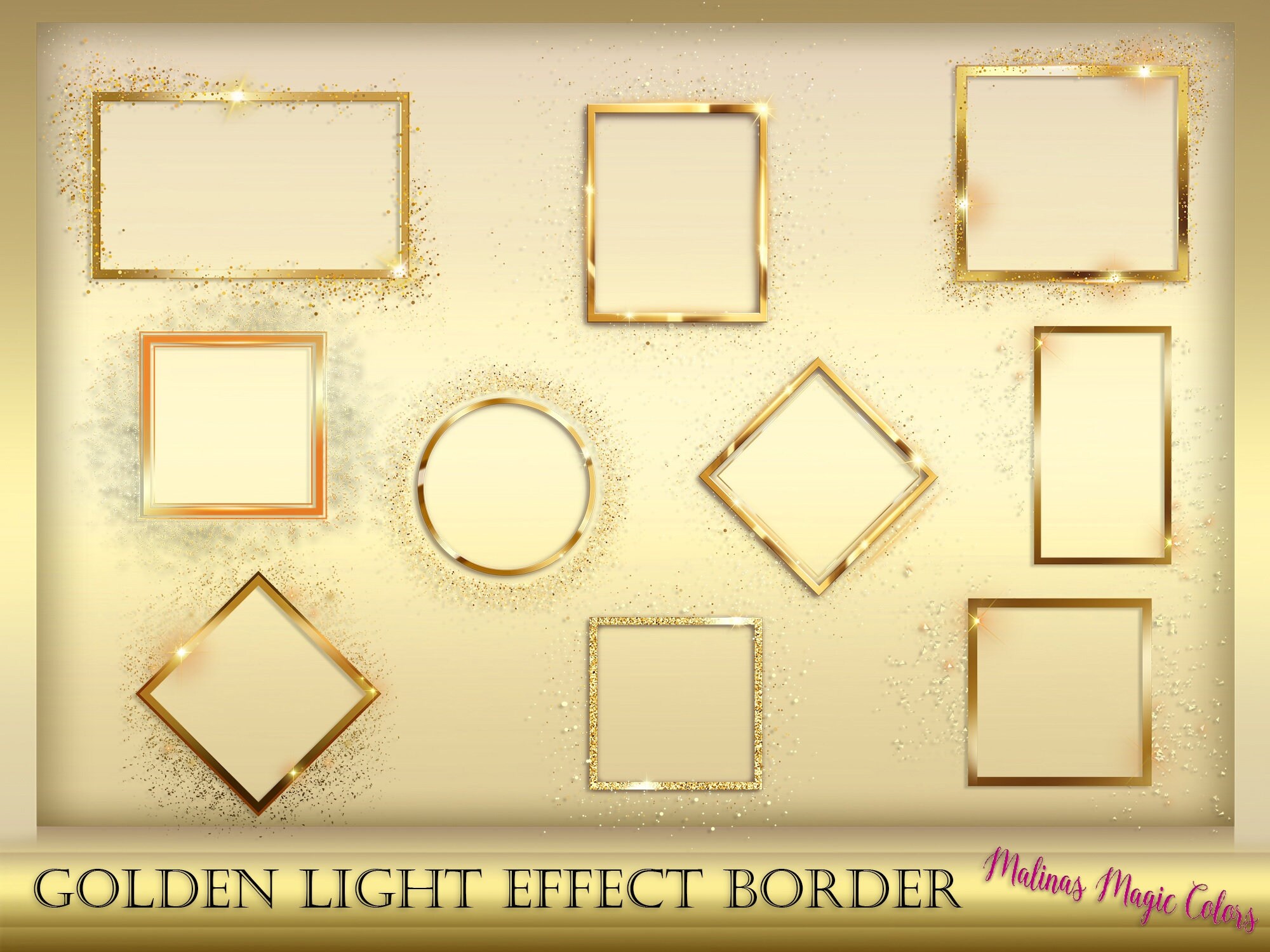 Golden Light Effect Border Light Effect Sprinkled Golden Frame ...