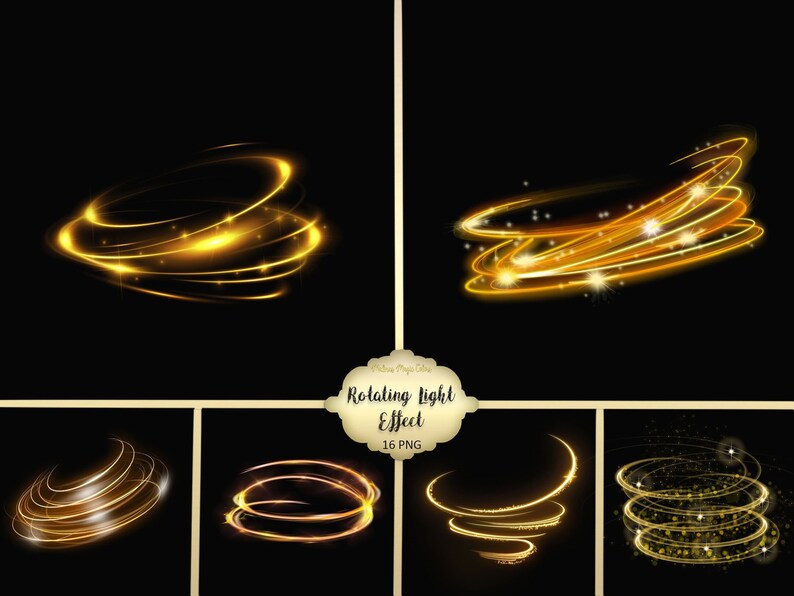 Rotating Light Effect - Surround Light Overlay - Glowing Spiral Golden ...