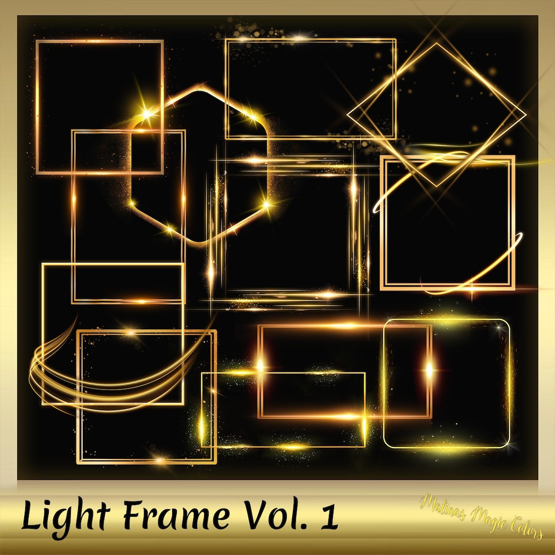 12 Light Frames Vol. 1 - Light Effect Frame - Golden Frame - Photoshop ...