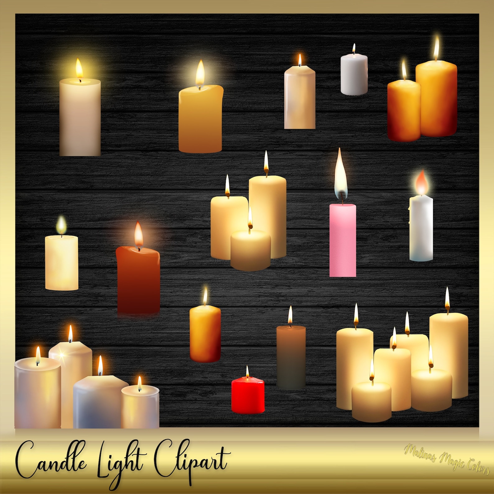 Candle Light Clipart - Burning Candle Clip Art - Illuminated Candle ...