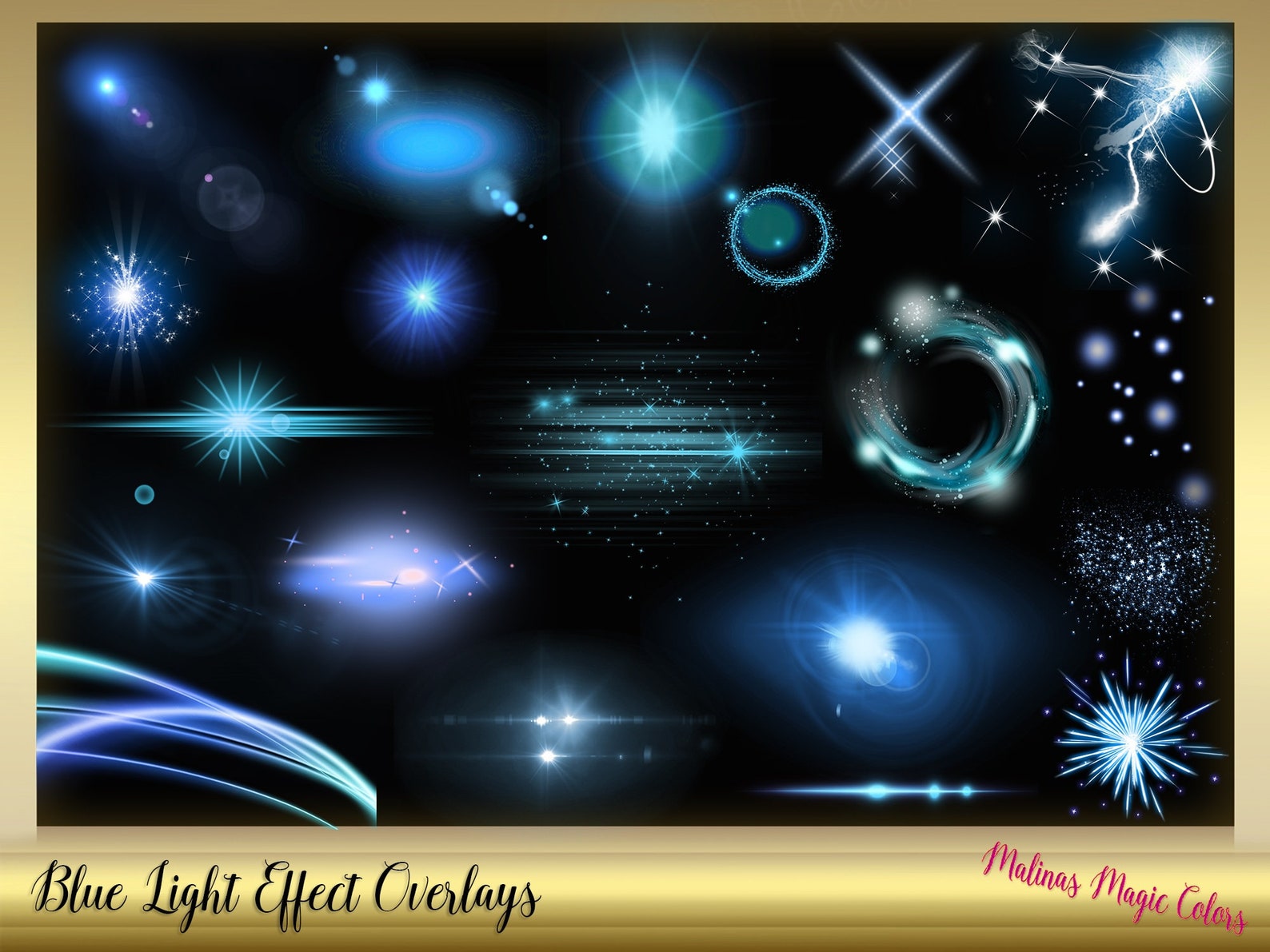 25 Blue Light Effect Overlays Vol.2 - Blue Wedding Overlays - Blue ...