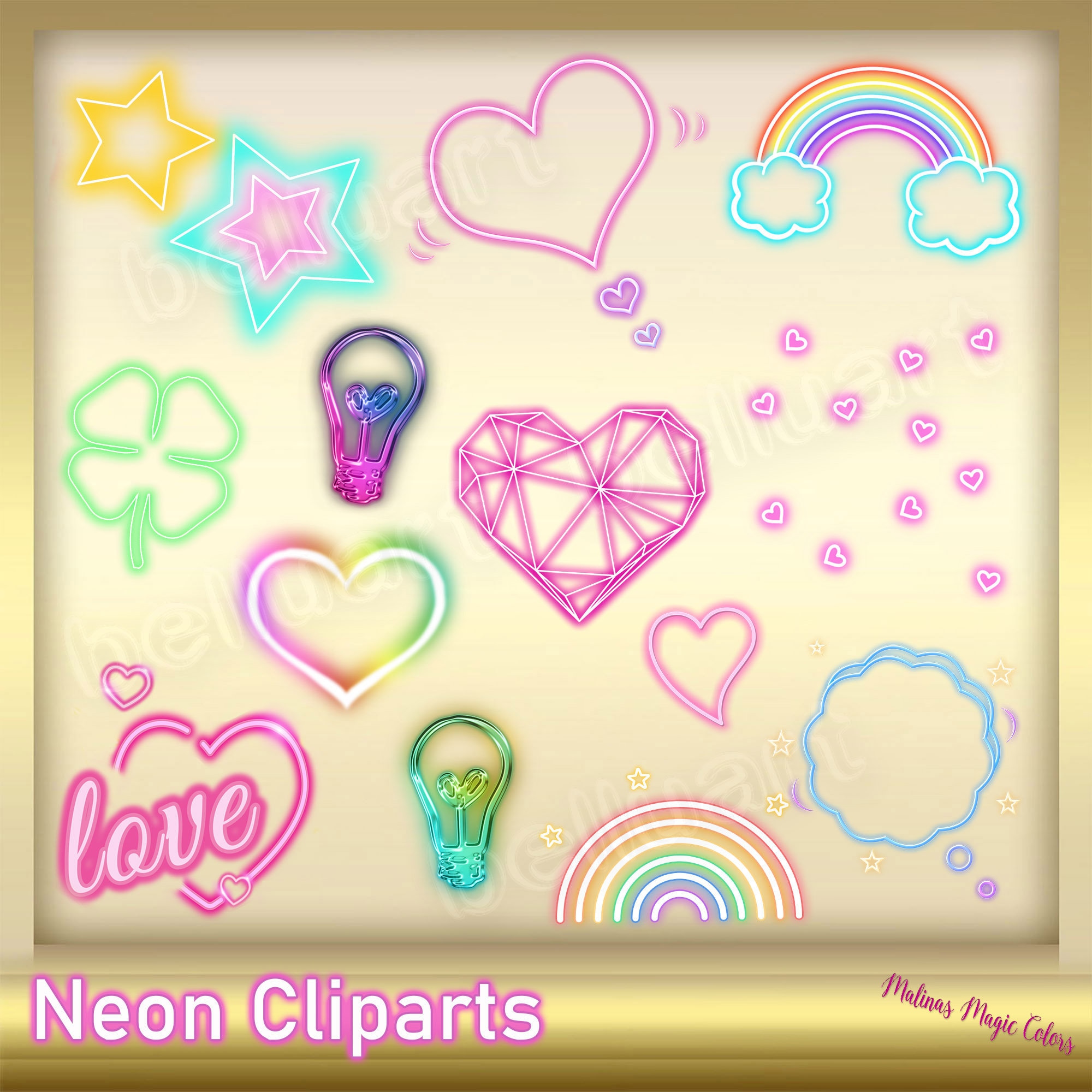 15 Neon Clip Arts - Neon Clipart - Neon Effects - Neon Heart - Colorful ...