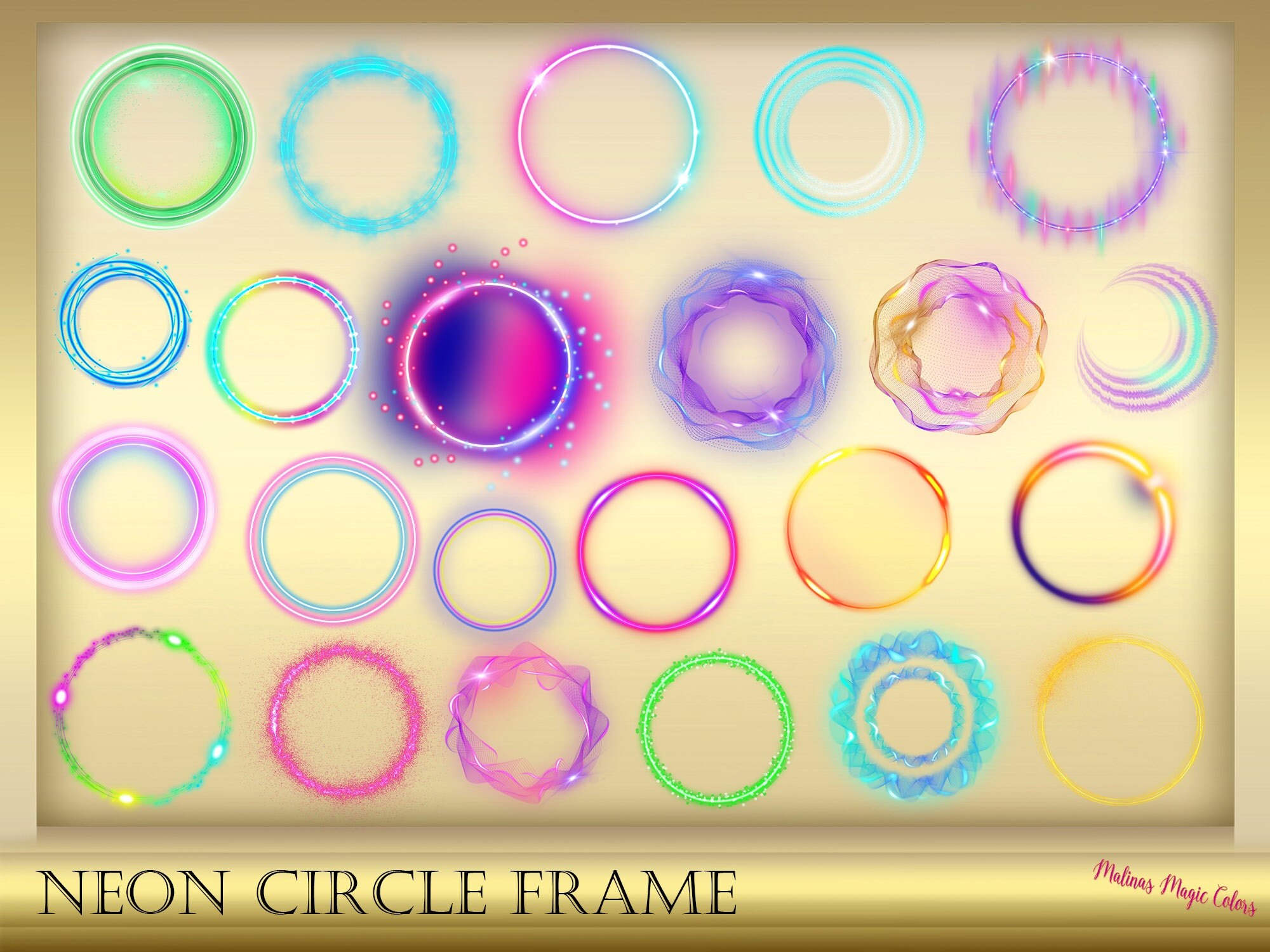 32 Neon Light Effect Frames - Neon Frame - Light Frame - Neon Effects ...