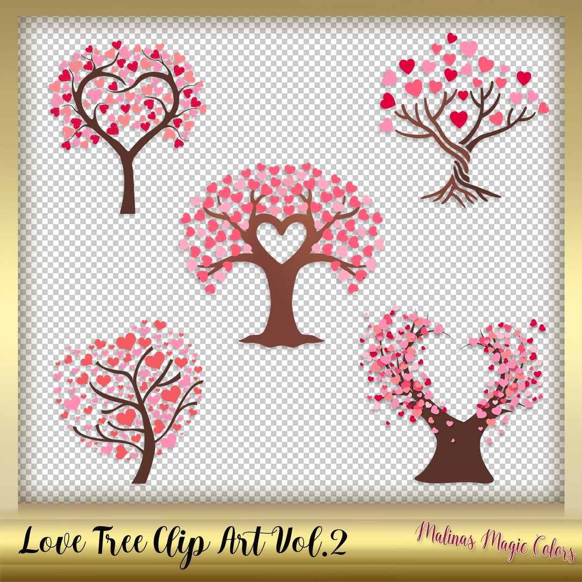 Love Tree Clipart Vol.2 Heart-shaped Tree Tree Clip Art Valentine Tree ...