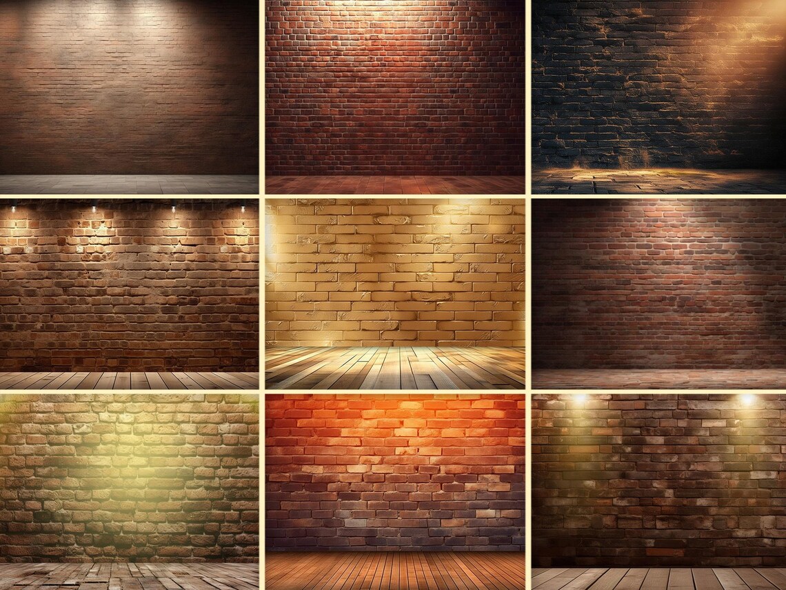 Illuminated Brick Wall - Brick Wall Photography Background - Brick Wall ...