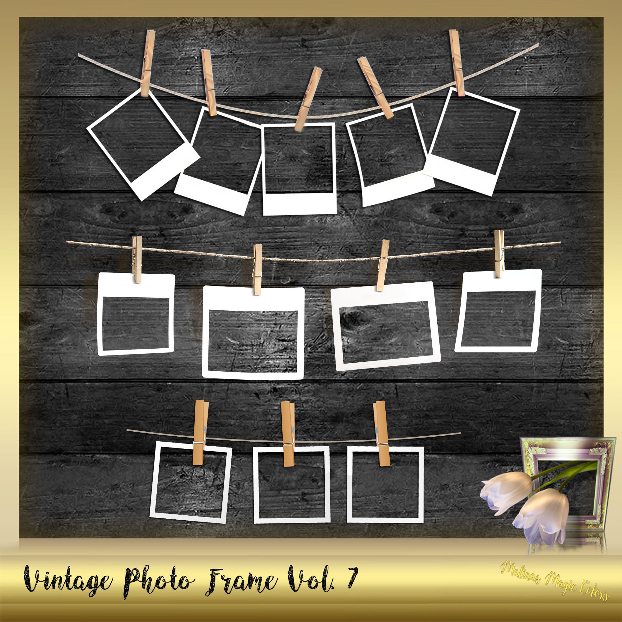 7 VINTAGE Photo Frames Vol. 7 Vintage Frame Photoshop Digital Picture ...