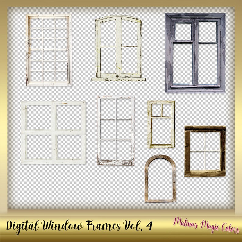 20 Digital Window Frames Vol. 4 Window Photo Frame Photoshop Digital ...