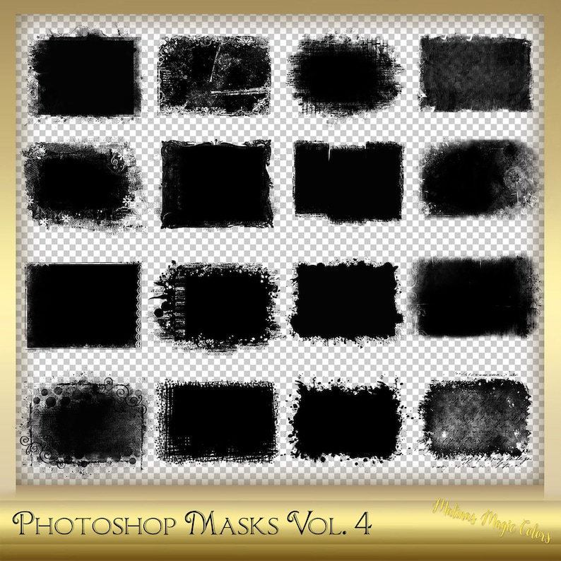 16 Photoshop Masks Vol. 4 - Photoshop Clipping Masks - Grunge Png Masks ...