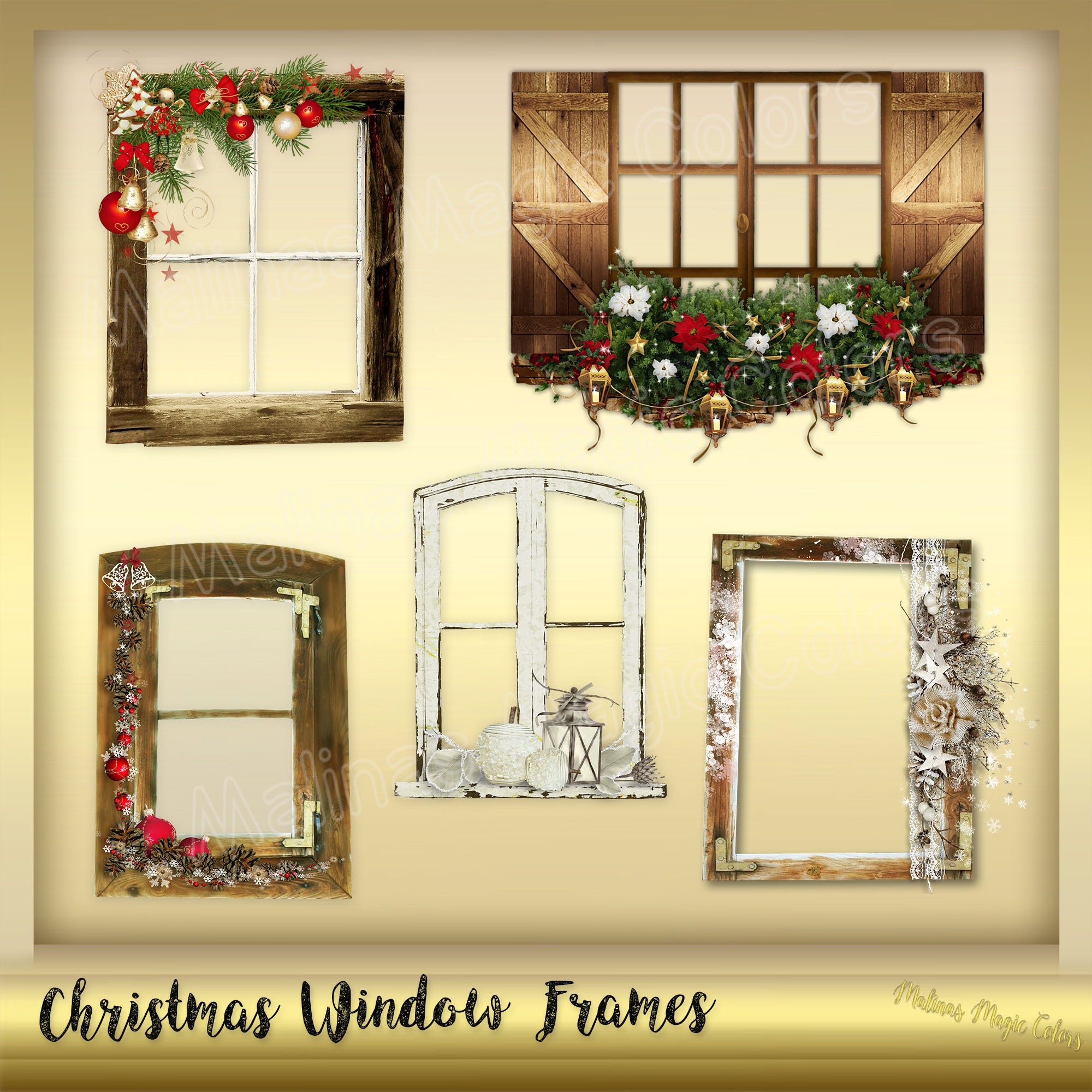 10 Christmas Window Frames Window Photo Frame Photoshop - Etsy