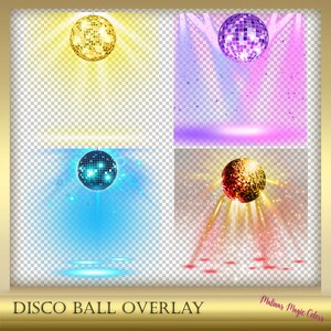 8 Disco Ball Overlays - Disco Ball Stage Lighting - Party Clipart ...