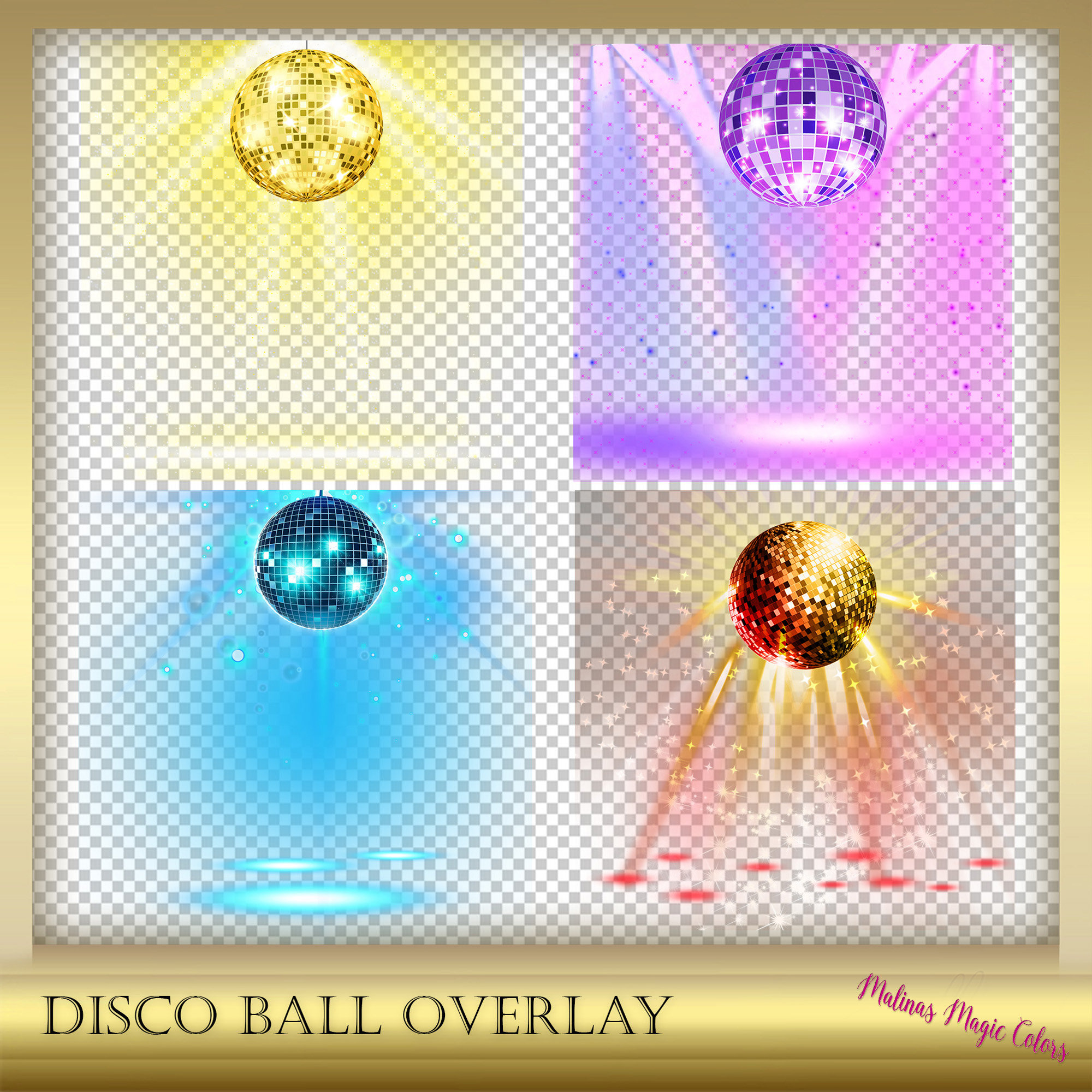 8 Disco Ball Overlays - Disco Ball Stage Lighting - Party Clipart ...