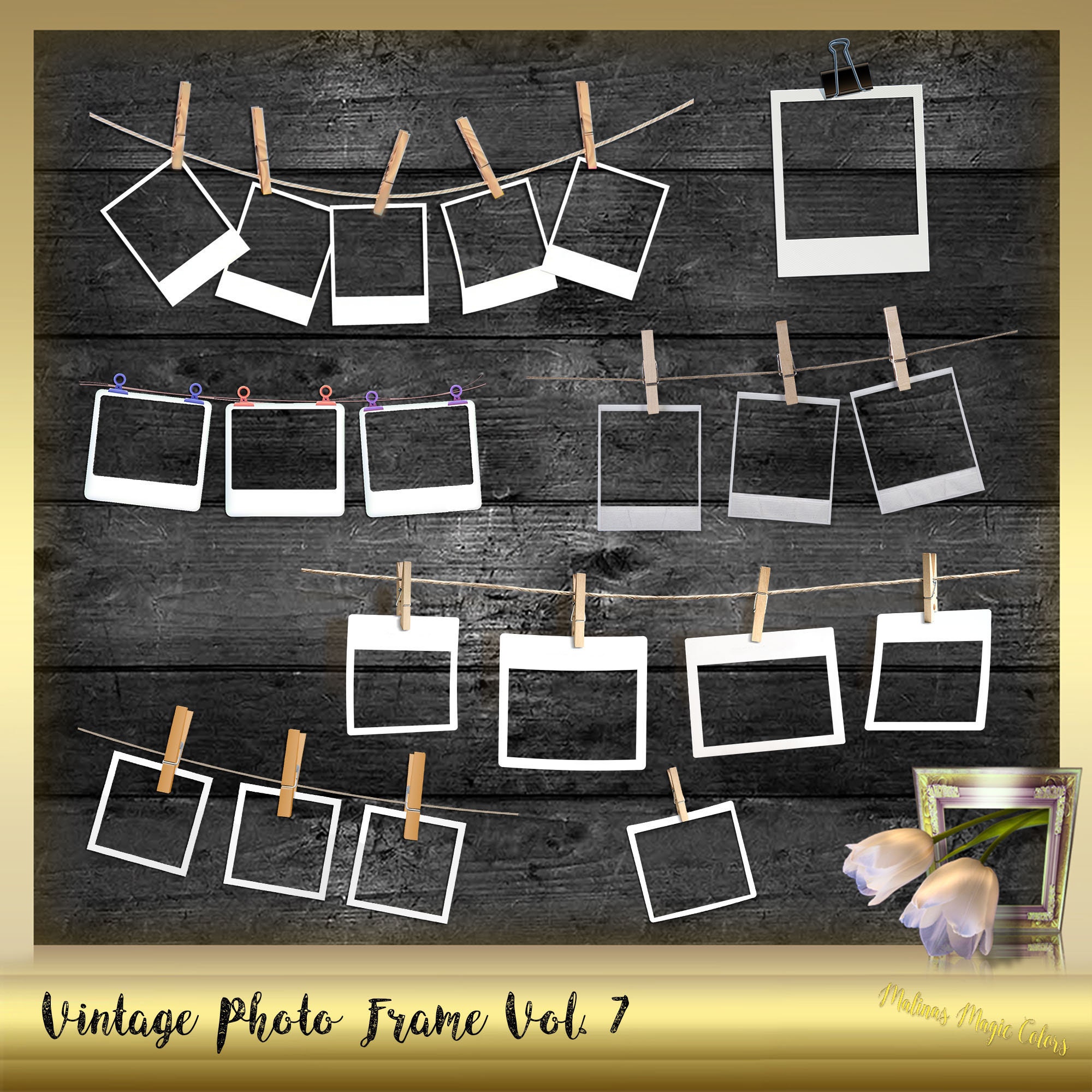 7 VINTAGE Photo Frames Vol. 7 - Vintage Frame - Photoshop Digital ...