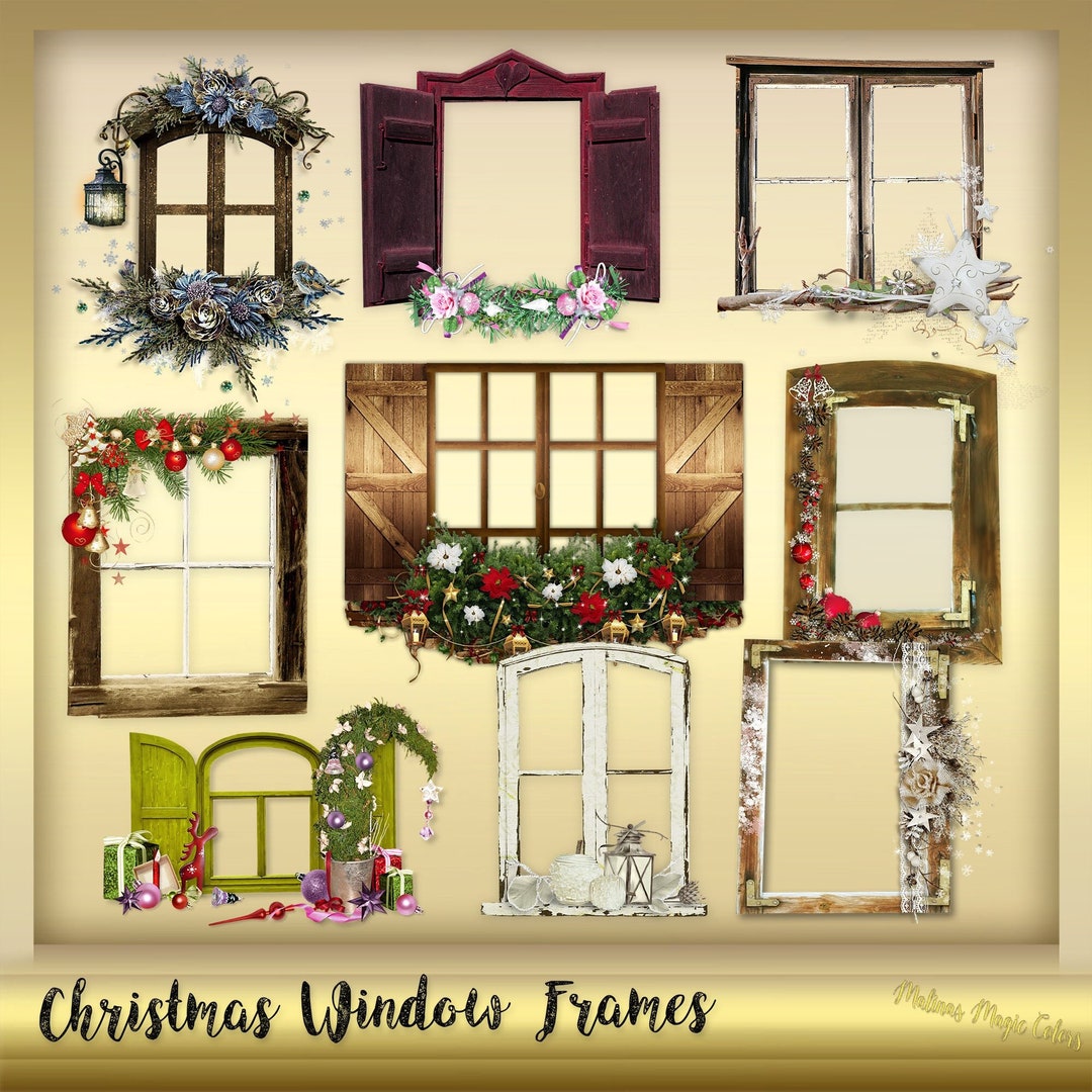 10 Christmas Window Frames - Window Photo Frame - Photoshop Picture ...