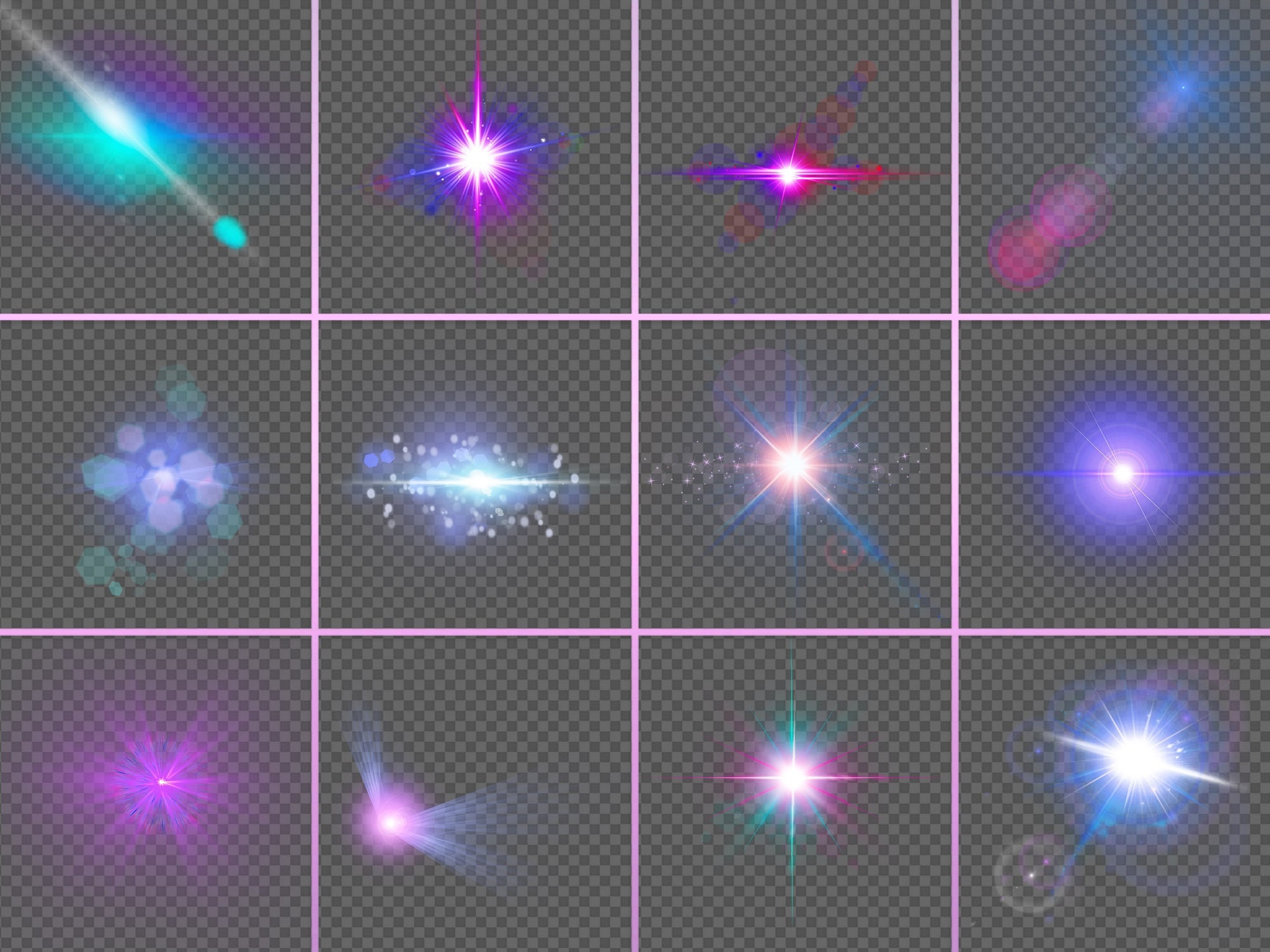 Blue and Purple Lens Flare Overlay Colorful Lens Flare Effect Light ...