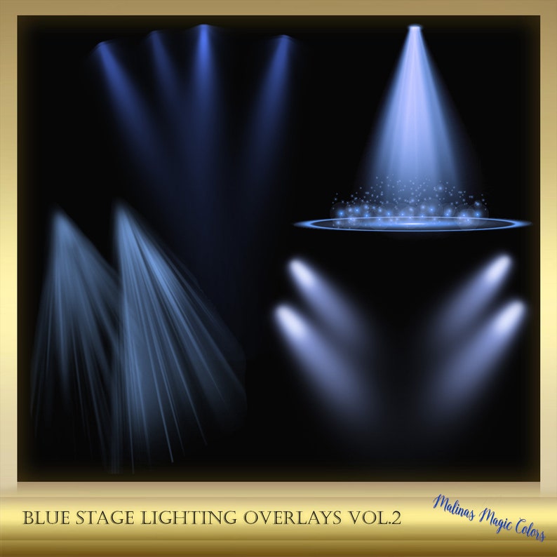 20 Blue Stage Lighting Overlays Vol. 2 Blue Stage Light Spotlight ...
