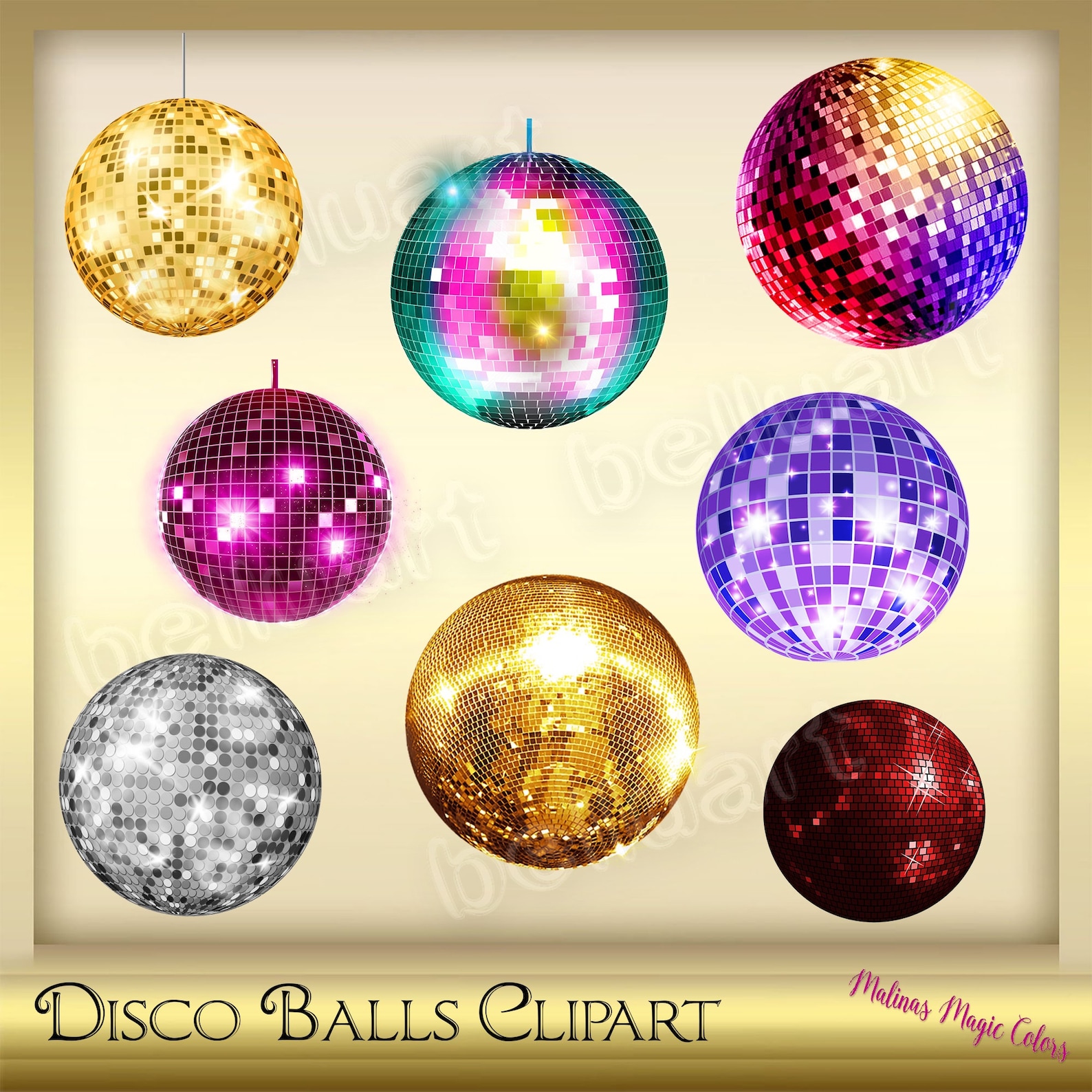 10 Disco Balls Clipart - Glitter Balls - Party Clipart - Discoball Png ...