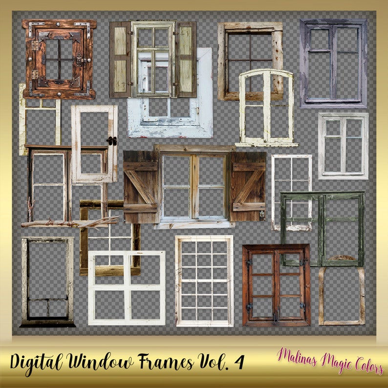 20 Digital Window Frames Vol. 4 Window Photo Frame Photoshop Digital ...