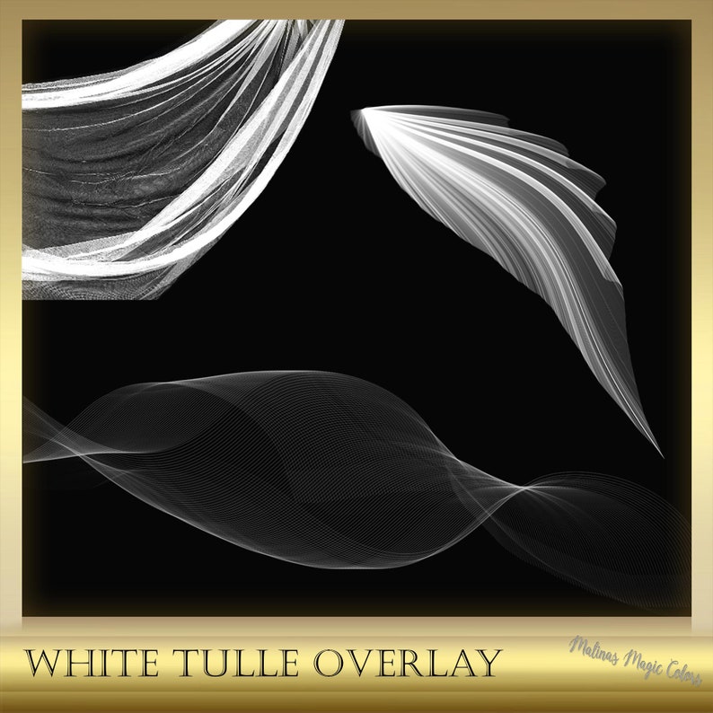 20 Tulle Overlays Flying Tulle White Veil Overlays Digital Instant ...