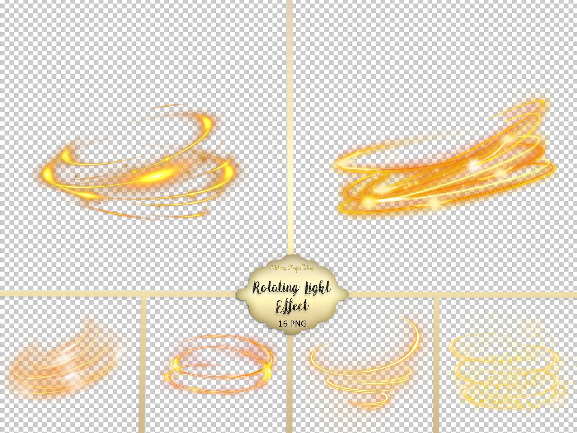 Rotating Light Effect - Surround Light Overlay - Glowing Spiral Golden ...