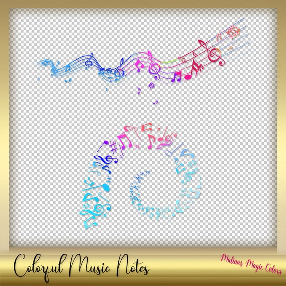 Rainbow Music Notes Border