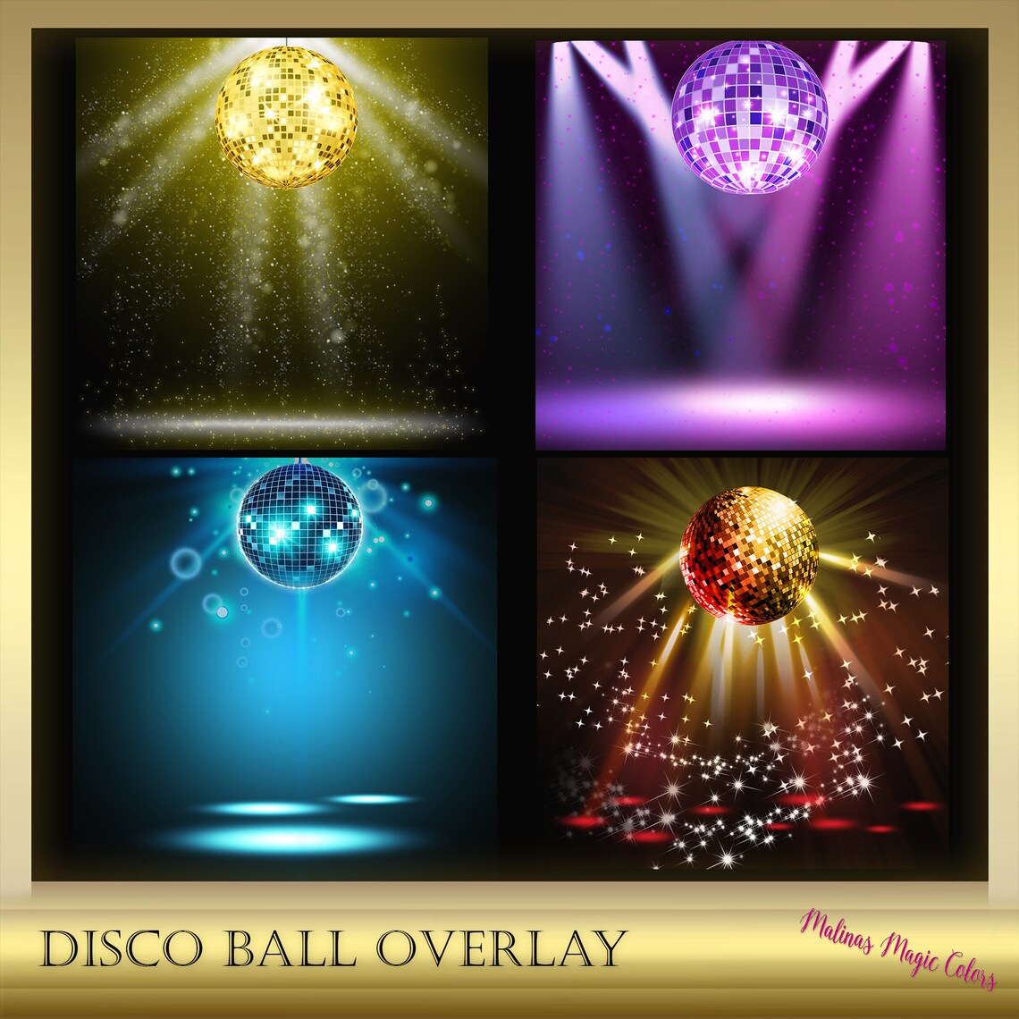 8 Disco Ball Overlays - Disco Ball Stage Lighting - Party Clipart ...