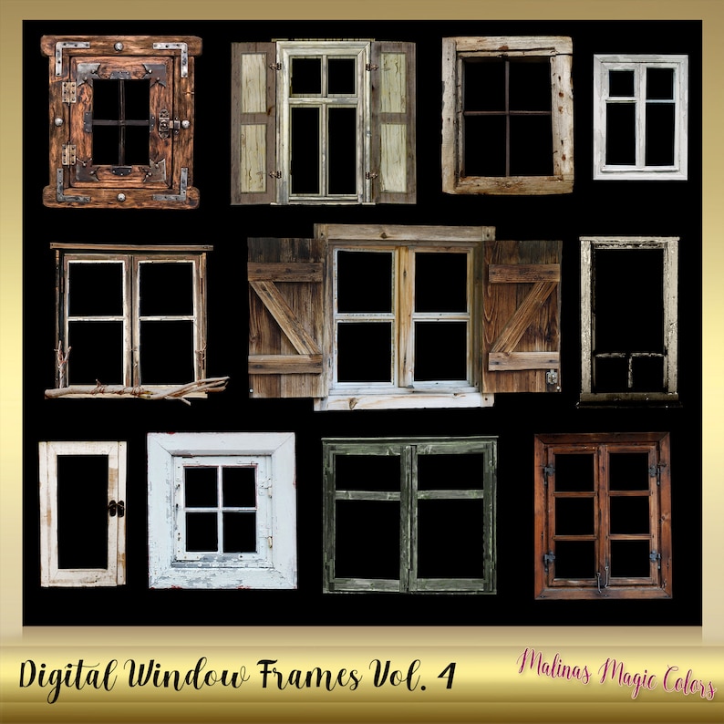 20 Digital Window Frames Vol. 4 Window Photo Frame Photoshop Digital ...