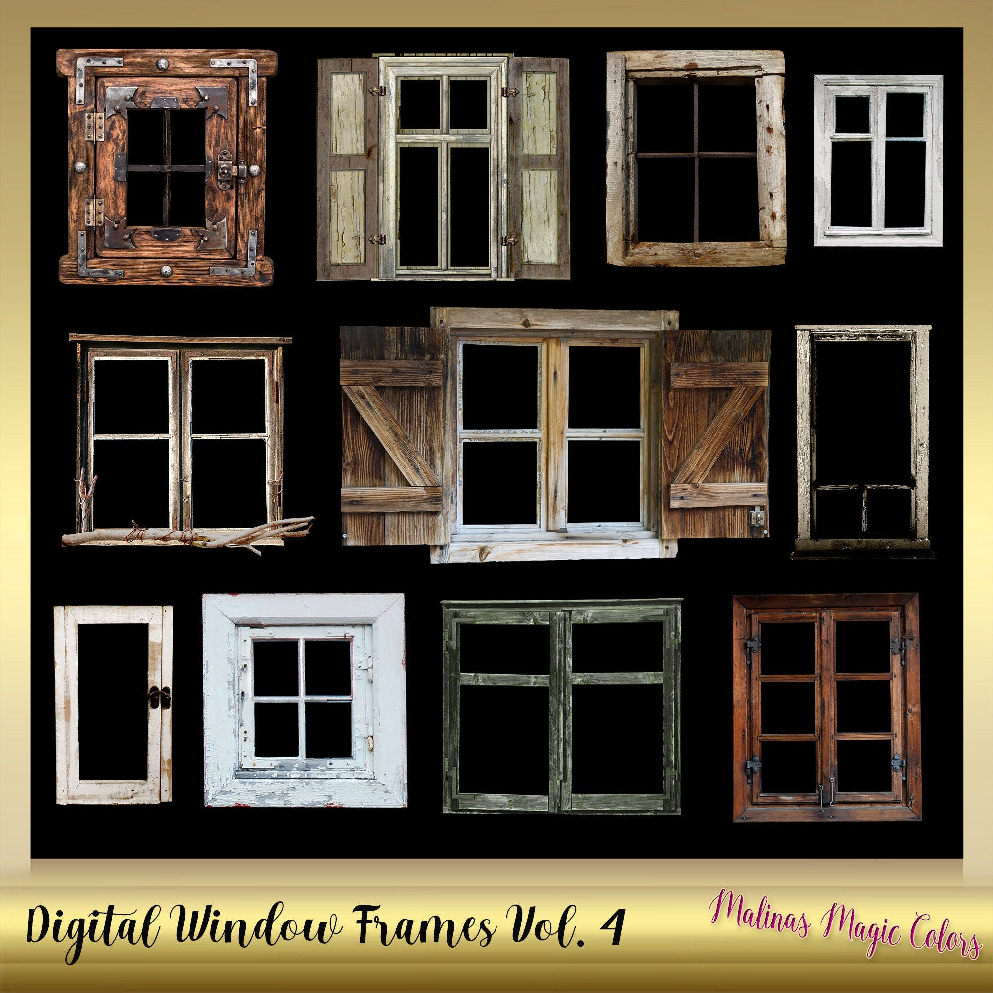 20 Digital Window Frames Vol. 4 Window Photo Frame Photoshop Digital ...