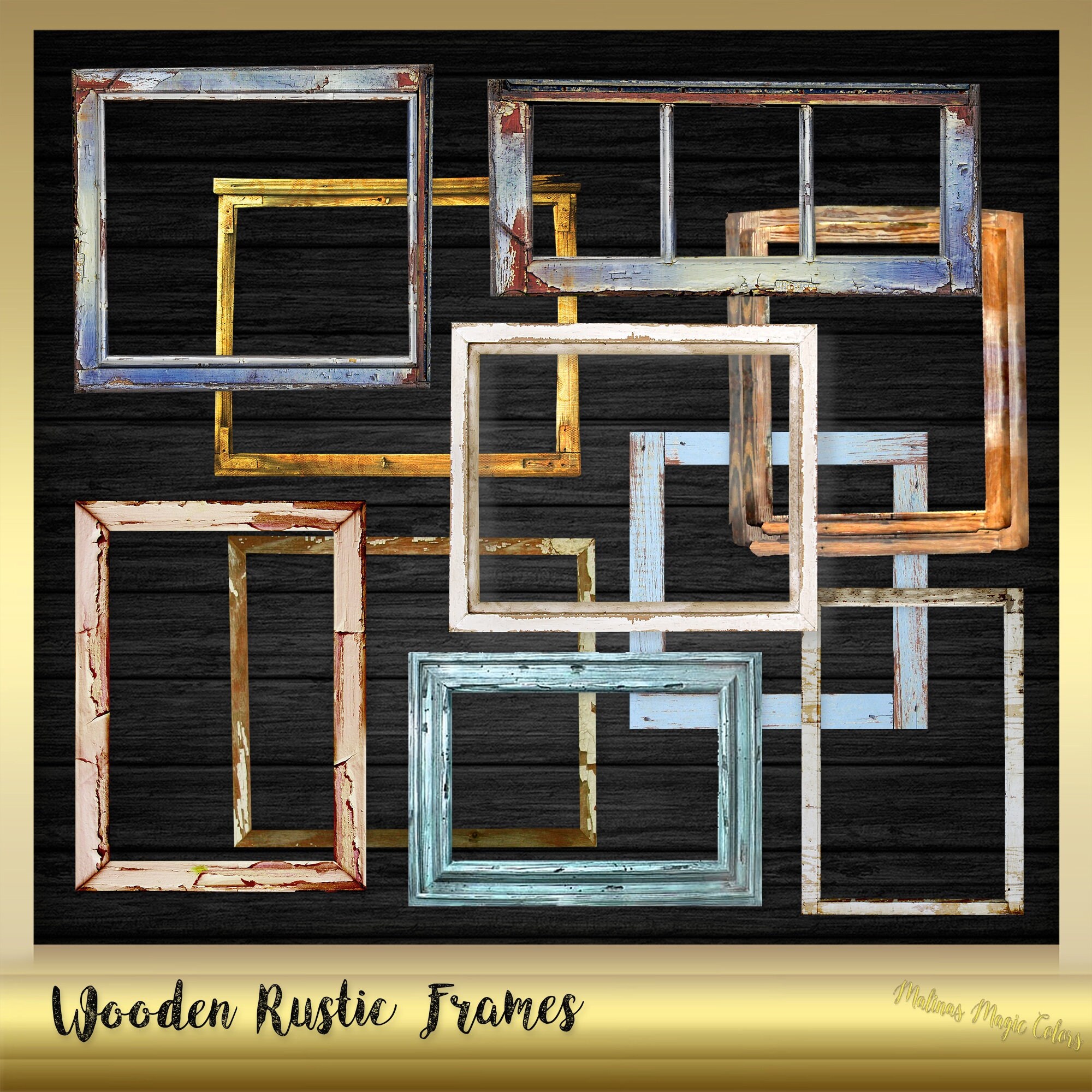 10 Digital Wooden Frames Wooden Rustic Picture Frames Photoshop Digital ...