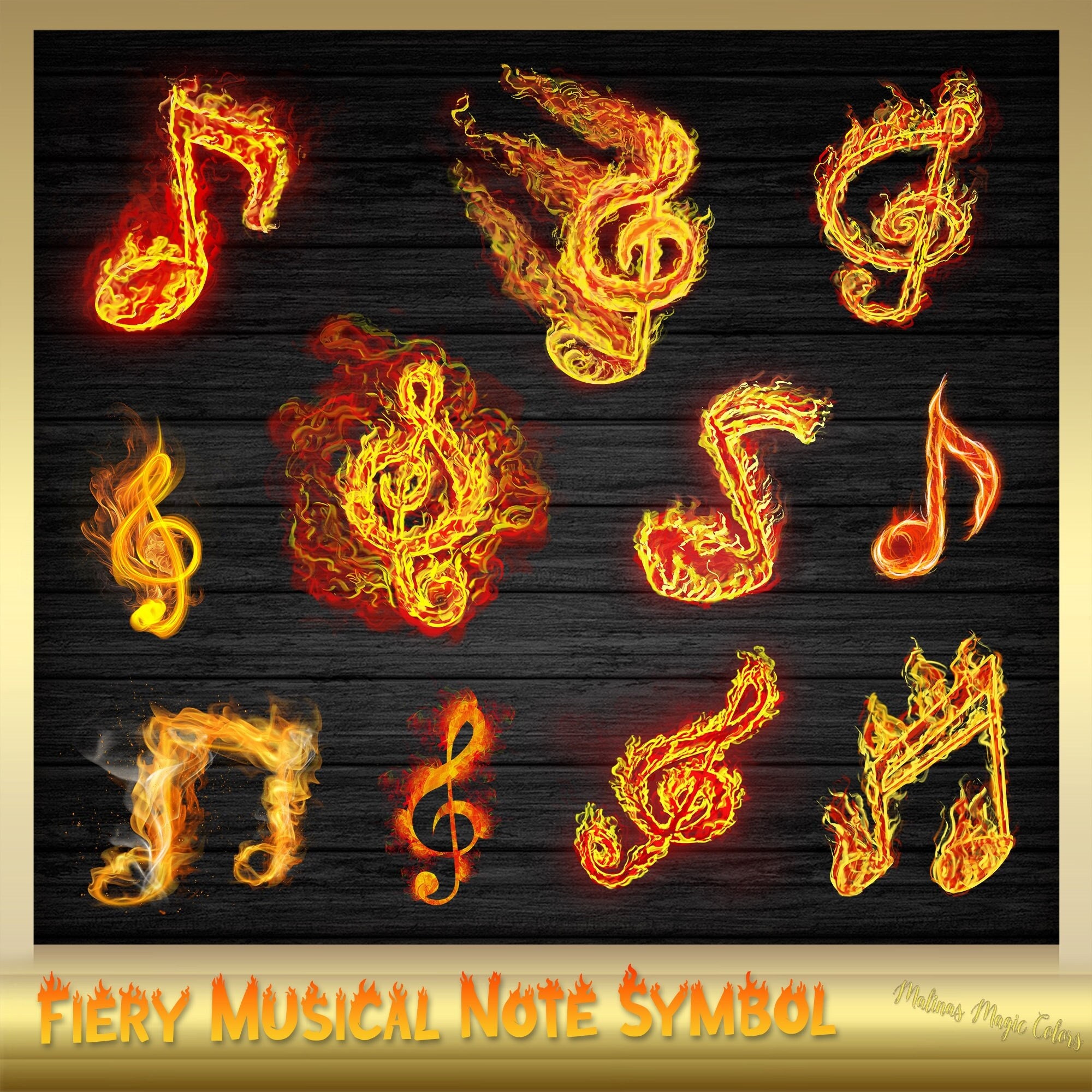 Fiery Musical Note Symbol - Musical Notes in Fire Flames - Musical Note ...