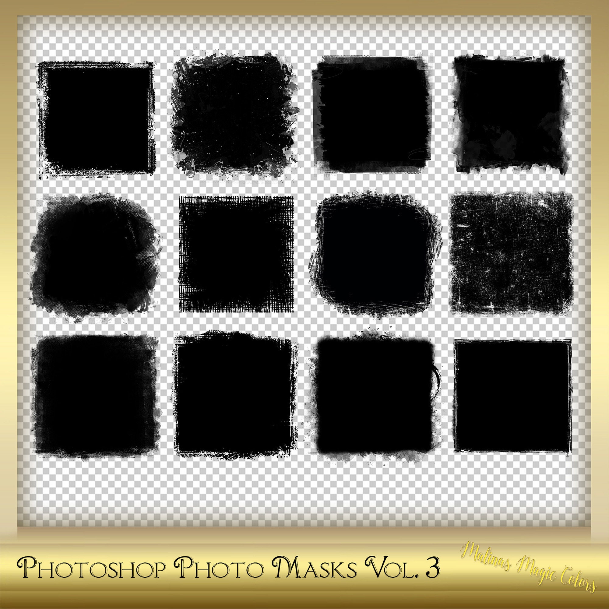 12 Photoshop Masks Vol. 3 - Photoshop Clipping Masks - Grunge Png Masks ...